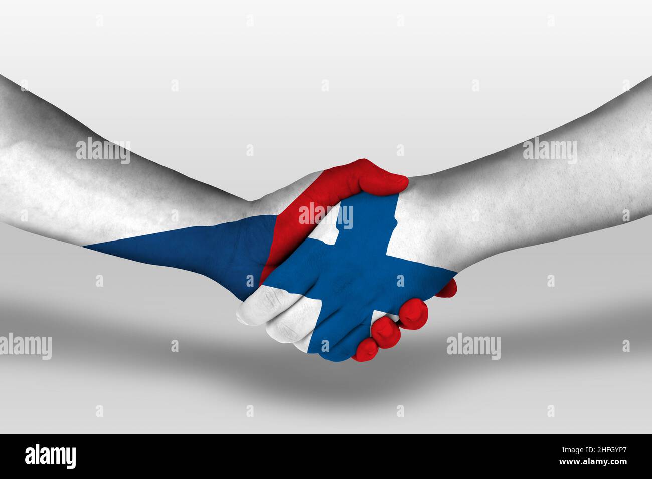 Handshake between england and czech republic flags painted on hands ...