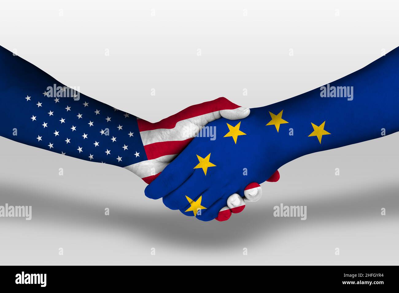 Handshake between england and united states of america flags painted on ...