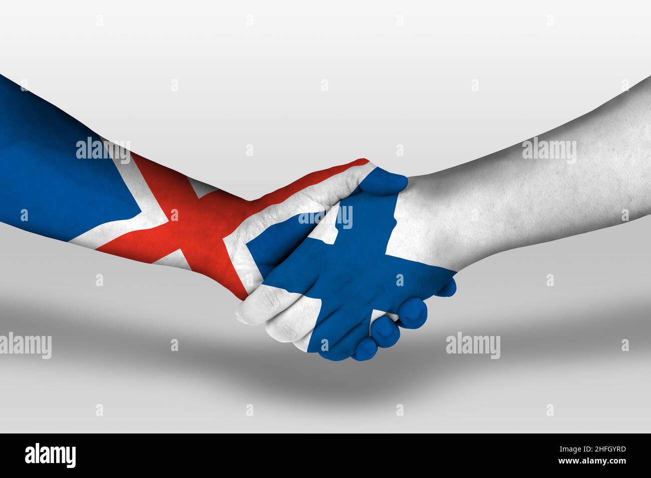 Handshake between england and iceland flags painted on hands ...
