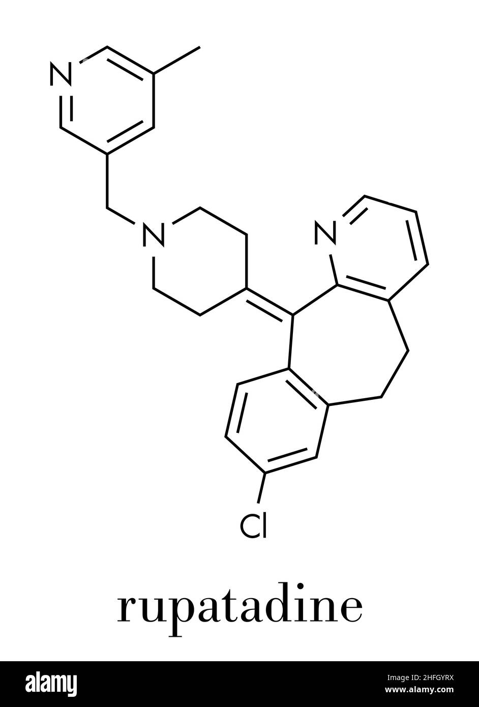 Rupatadine antihistamine drug molecule. Skeletal formula Stock Vector ...