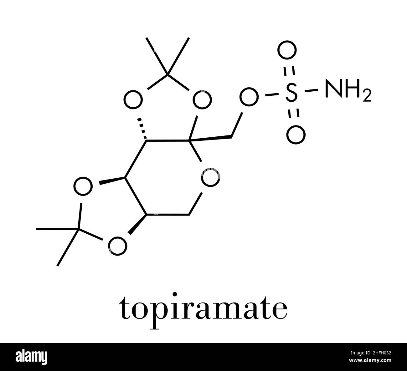 Topiramate epilepsy and weight loss drug, chemical structure Skeletal ...