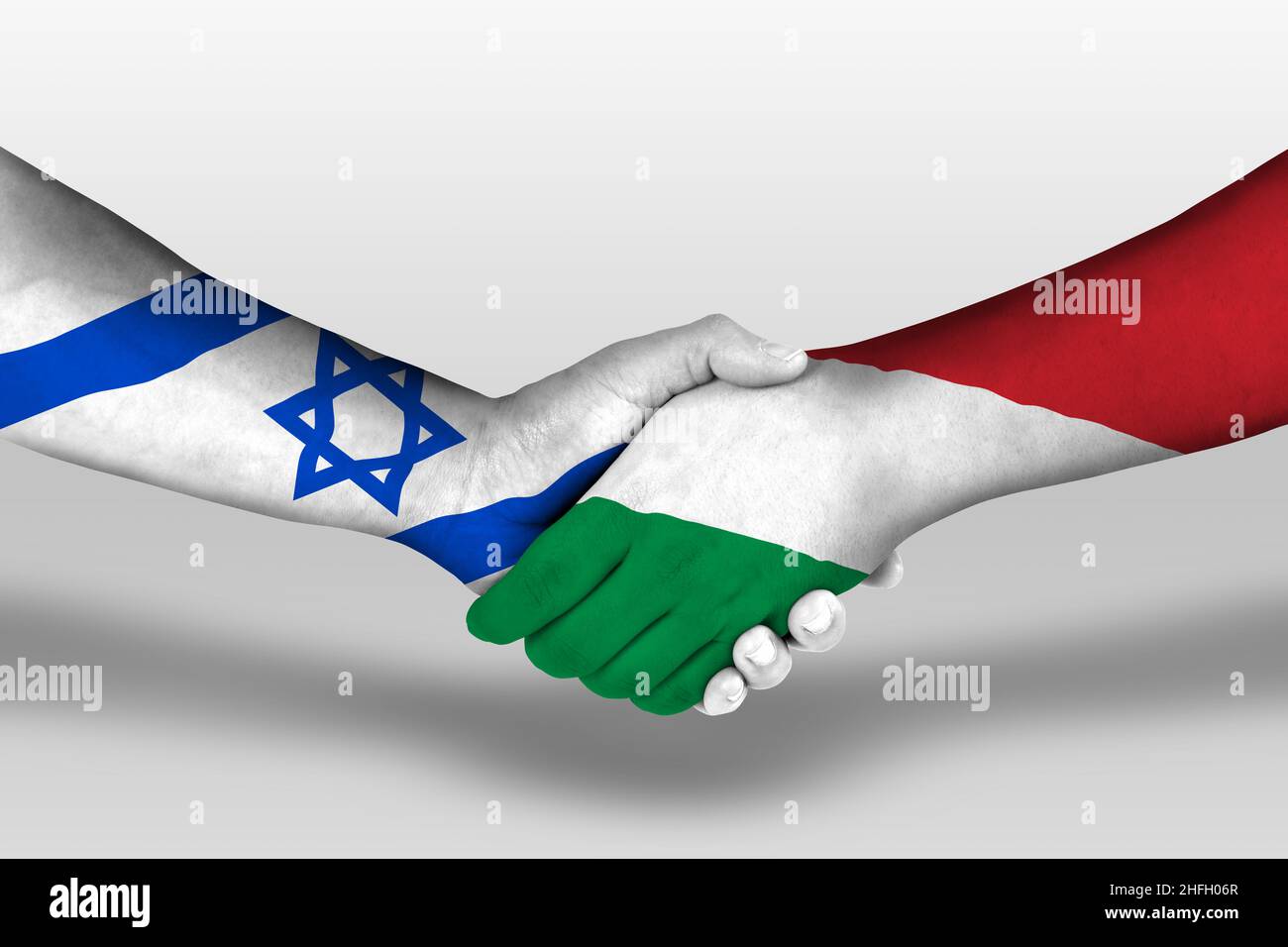 Handshake between germany and israel flags painted on hands ...