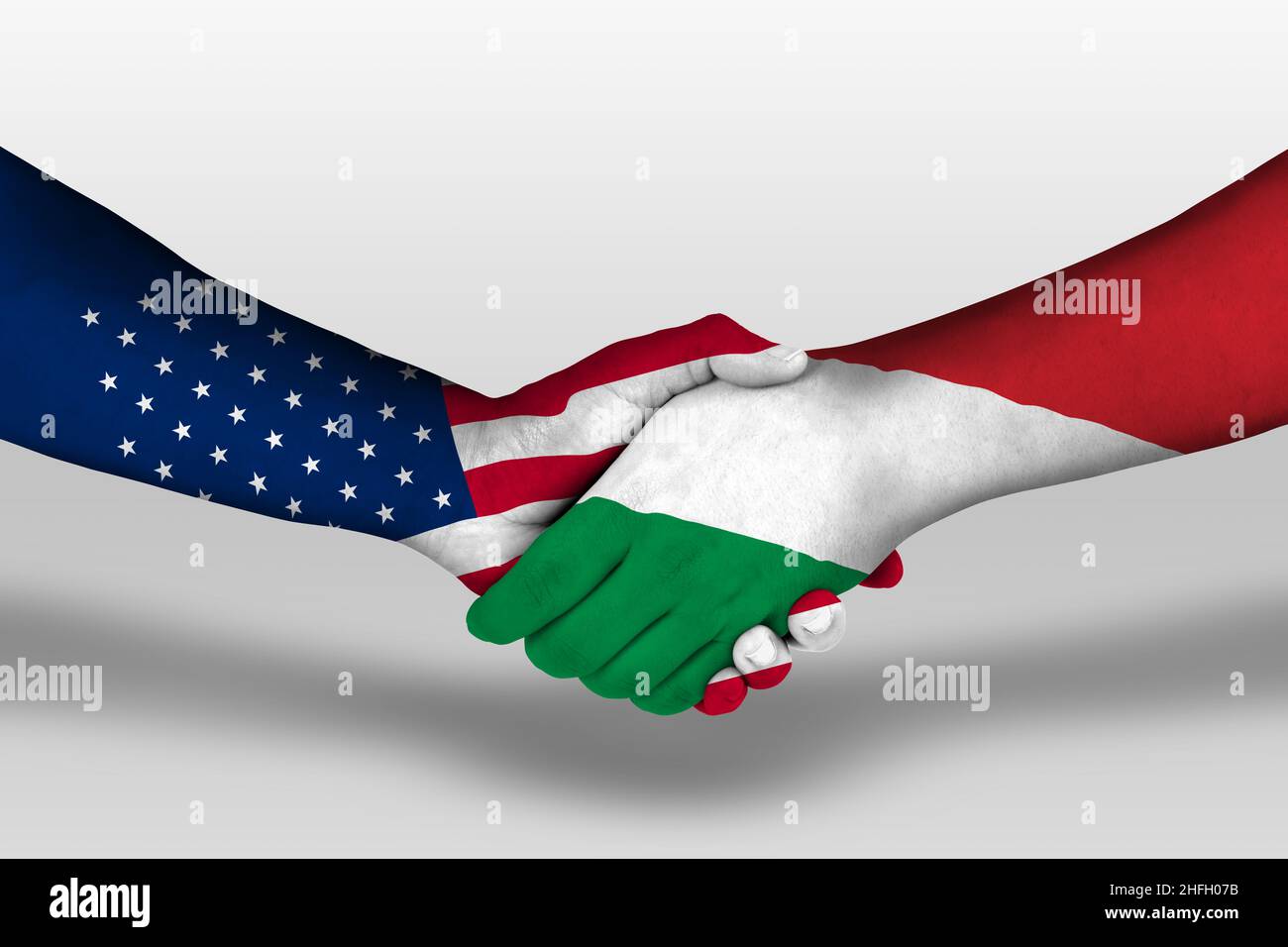 Handshake between germany and united states of america flags painted on ...