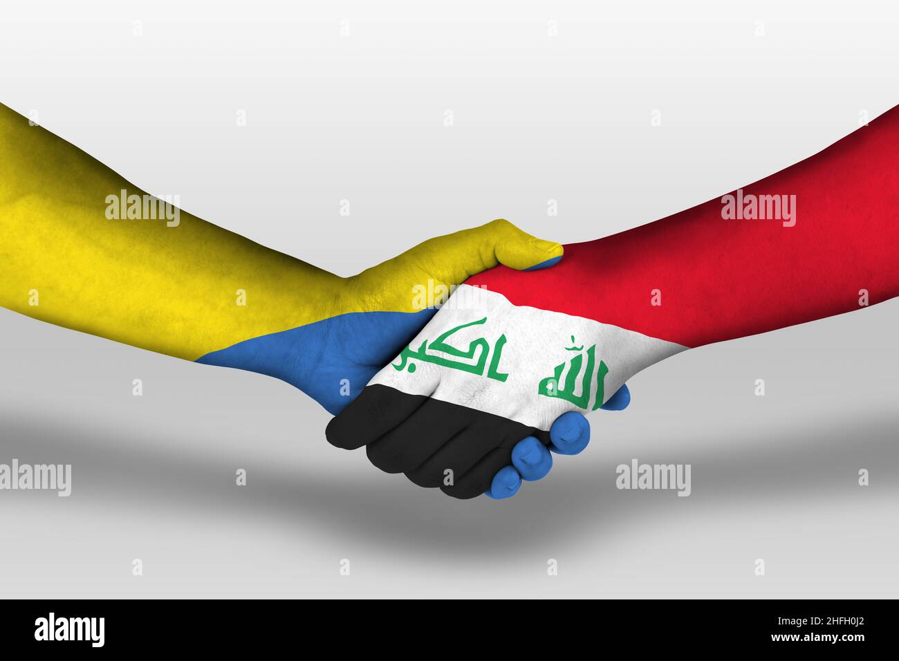 Handshake between india and ukraine flags painted on hands ...