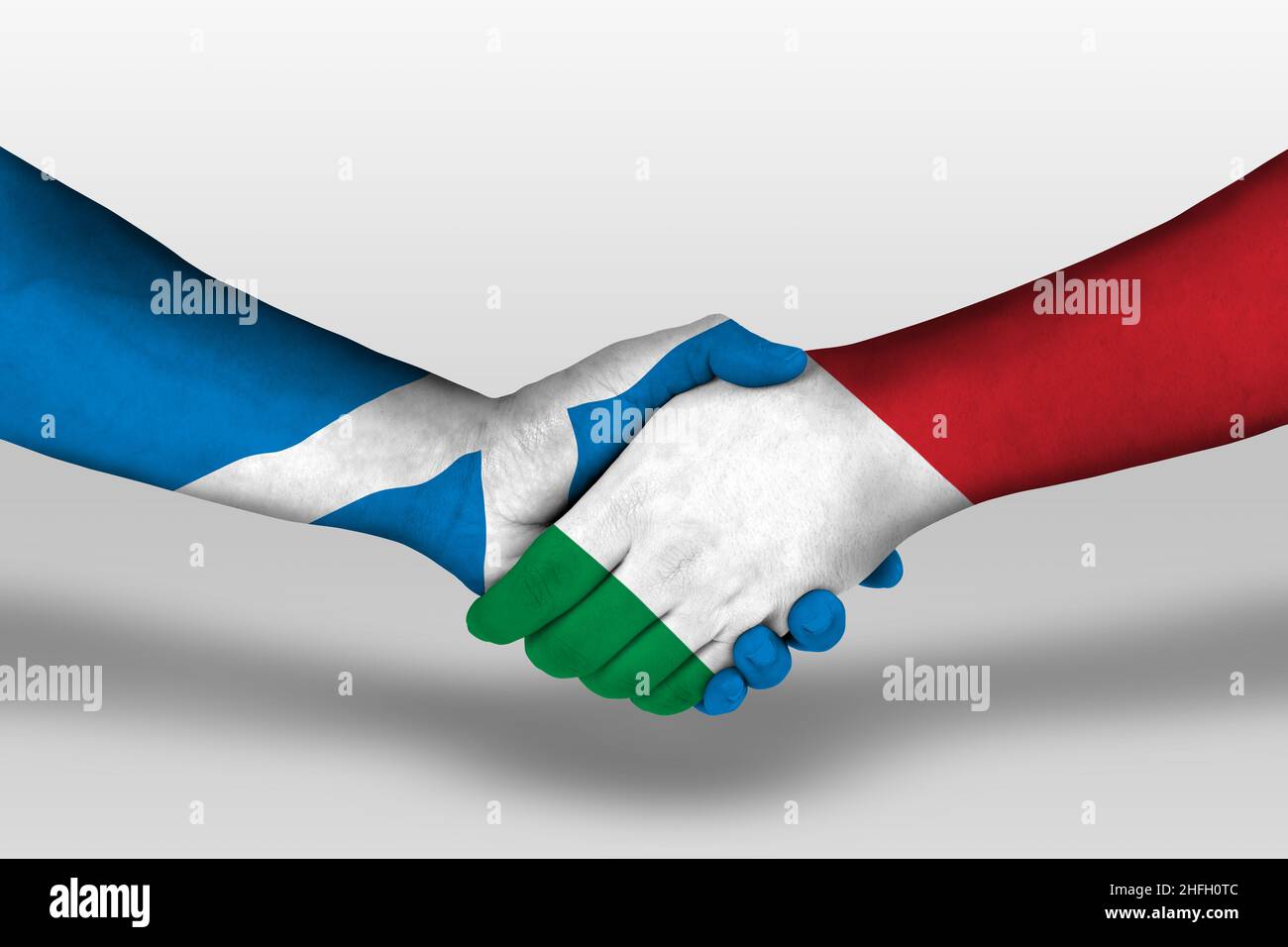 Handshake between ireland and scotland flags painted on hands ...