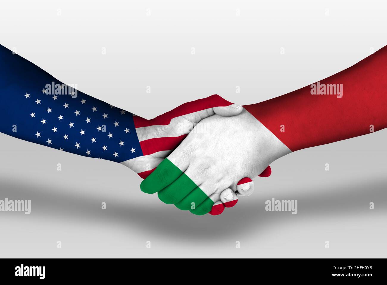 Handshake between israel and united states of america flags painted on ...