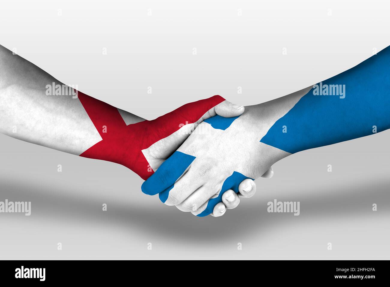 Handshake between scotland and england flags painted on hands ...