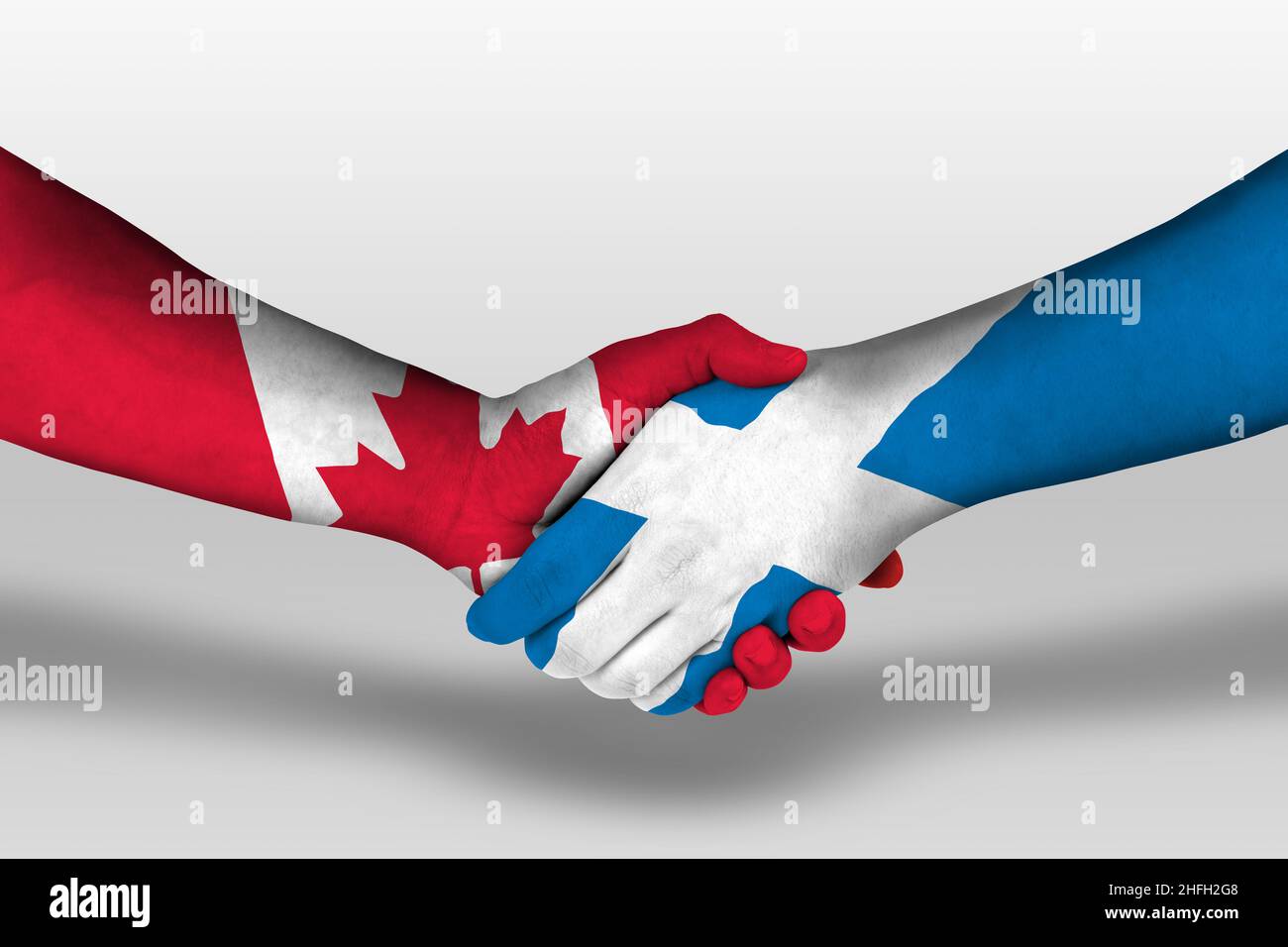 Handshake between scotland and canada flags painted on hands ...
