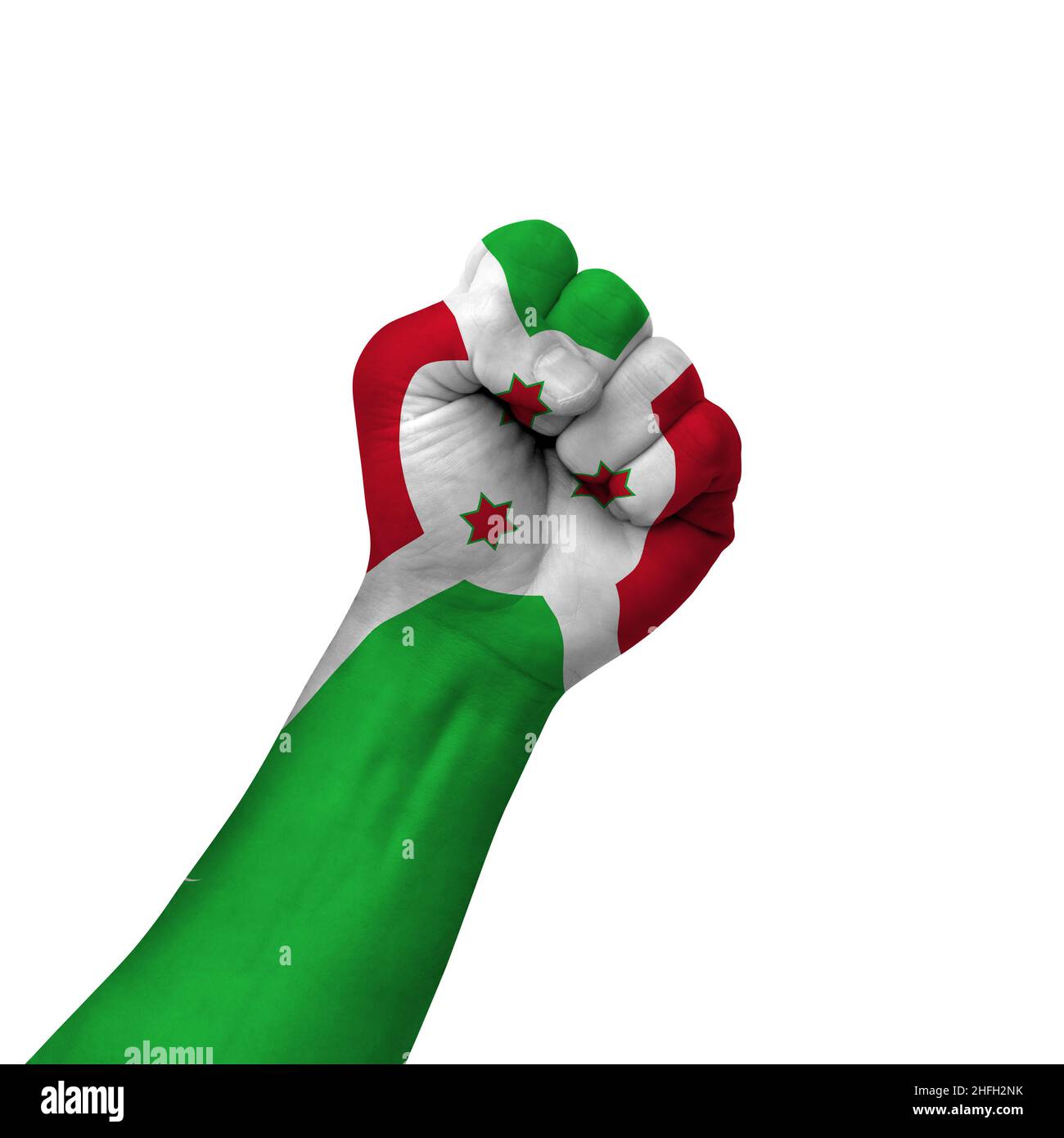 Hand pointing thumb up direction, burundi painted with flag as symbol ...