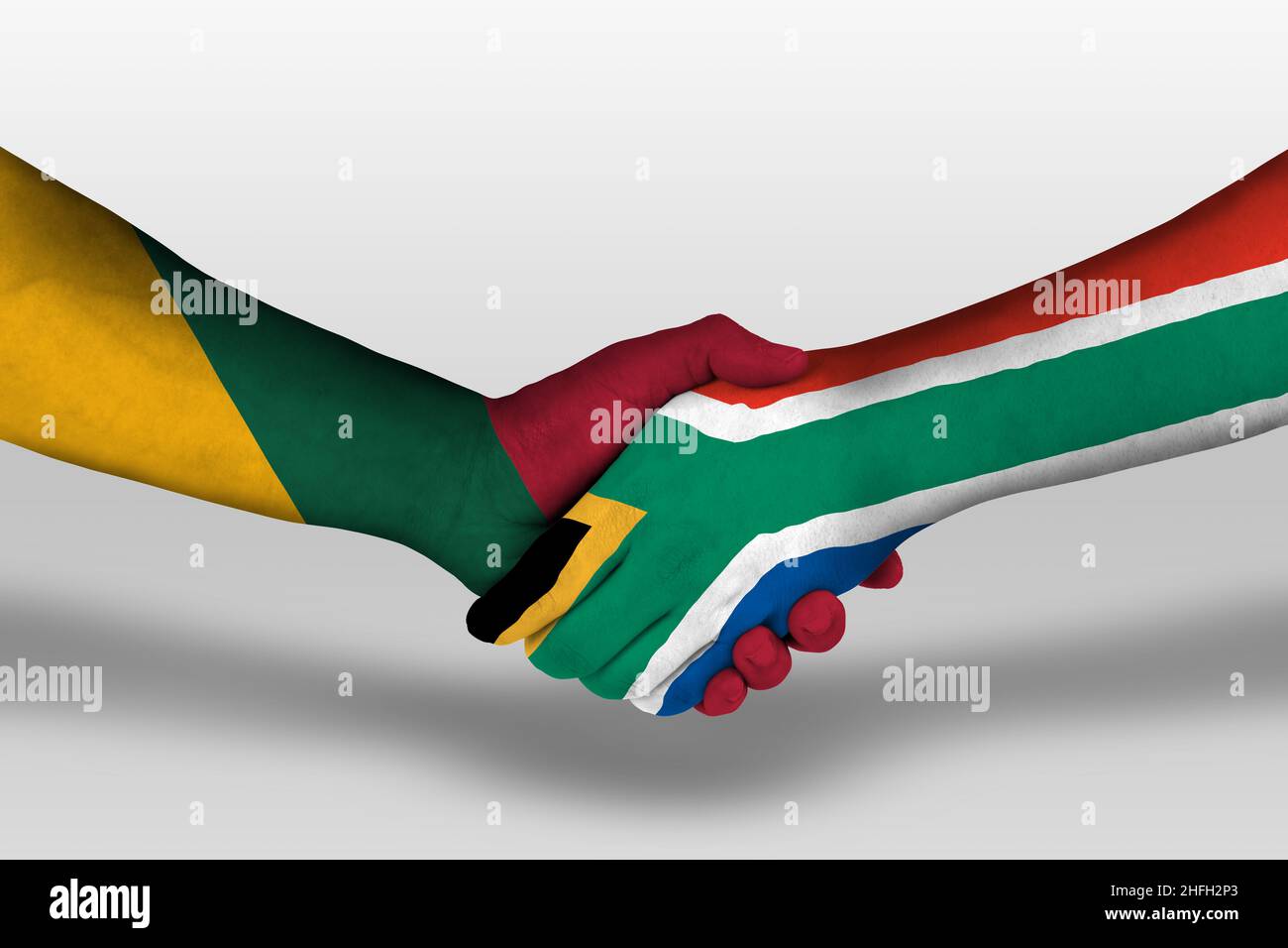 Handshake between south africa and lithuania flags painted on hands ...