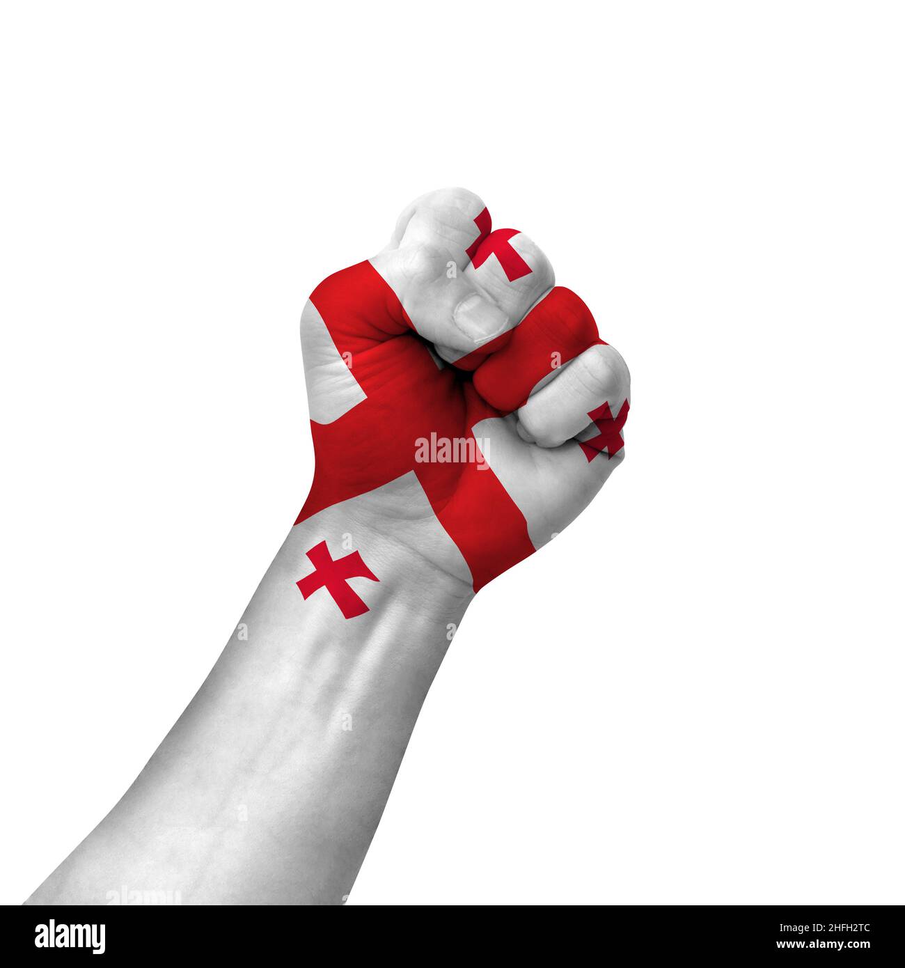 Hand pointing thumb up direction, georgia painted with flag as symbol ...