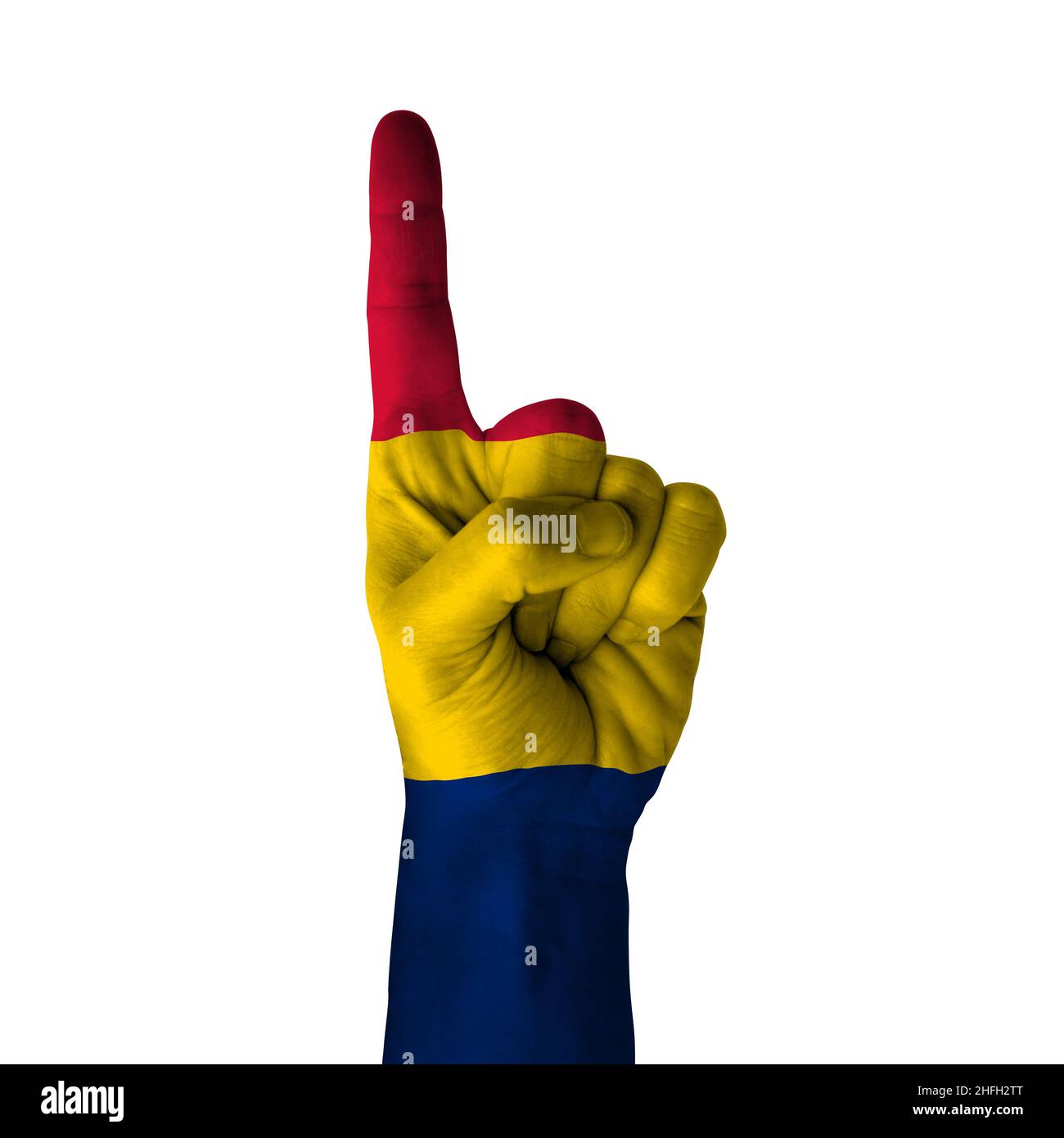Hand pointing thumb up direction, chad painted with flag as symbol of ...