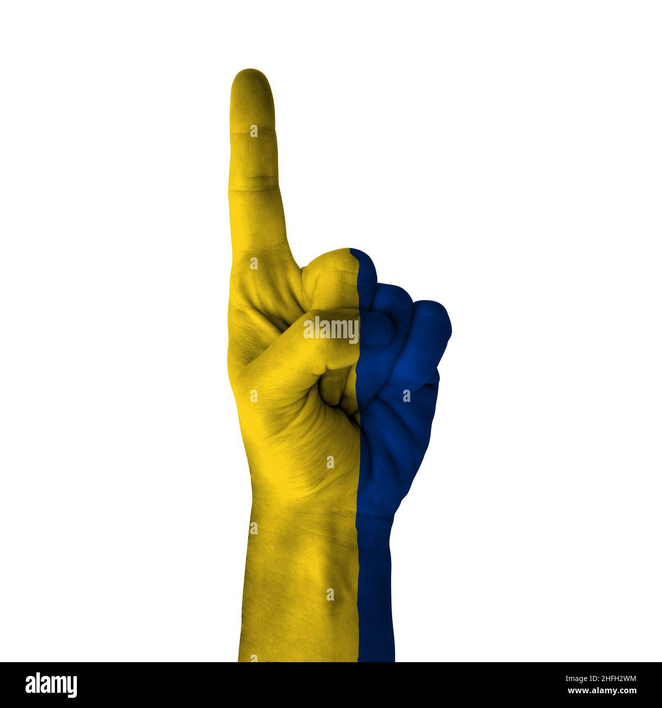 Hand pointing thumb up direction, colombia painted with flag as symbol ...