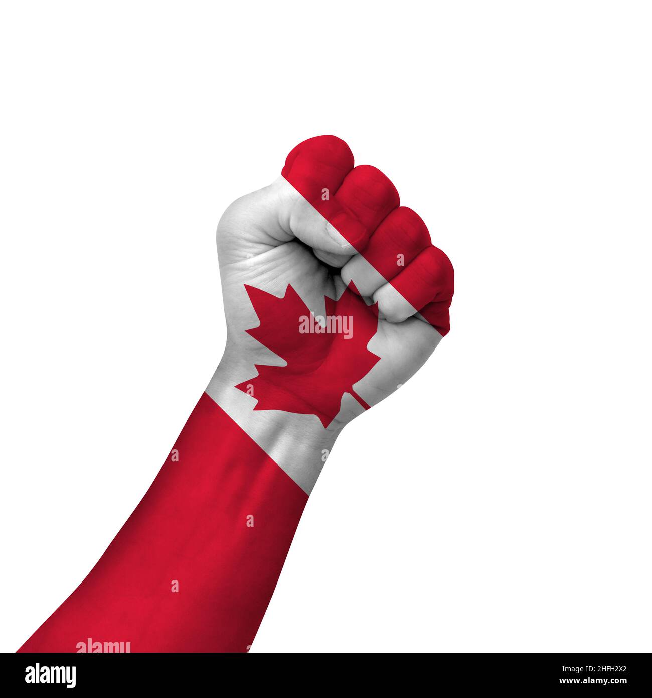 Hand pointing thumb up direction, canada painted with flag as symbol of ...