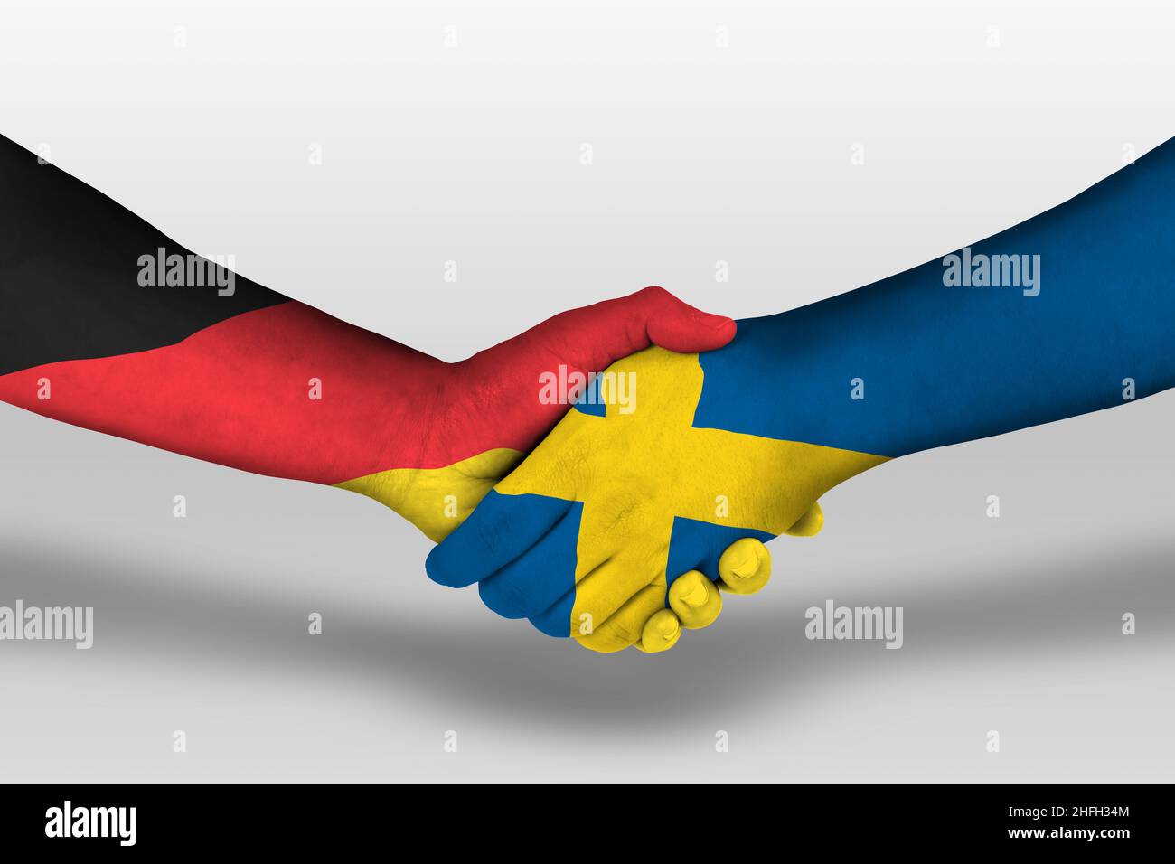 Handshake between sweden and germany flags painted on hands ...