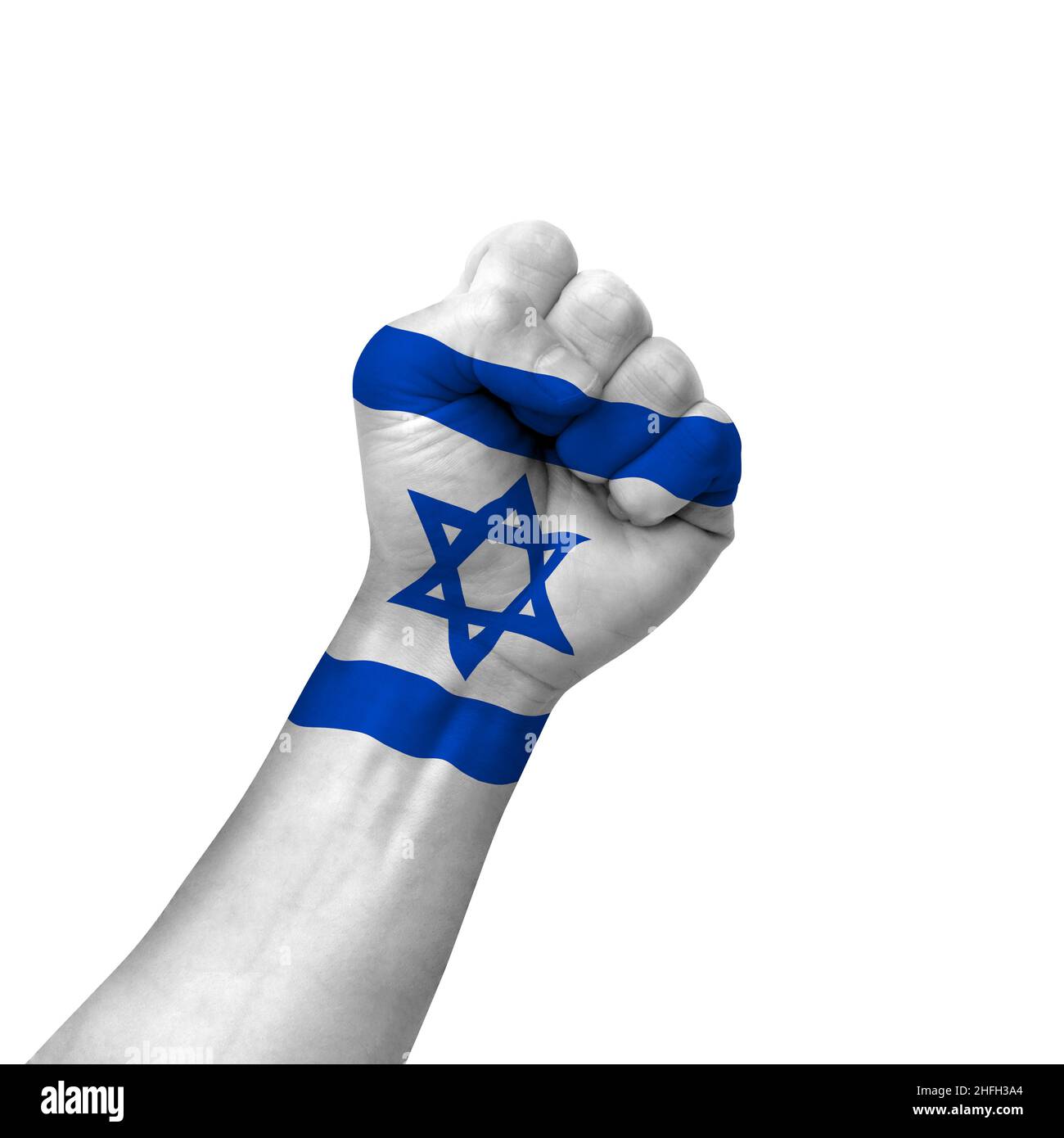 Hand making victory sign, israel painted with flag as symbol of victory ...
