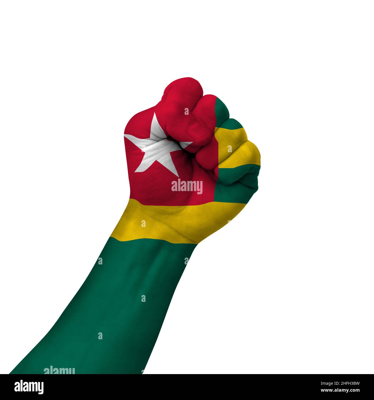 Hand making victory sign, togo painted with flag as symbol of victory ...