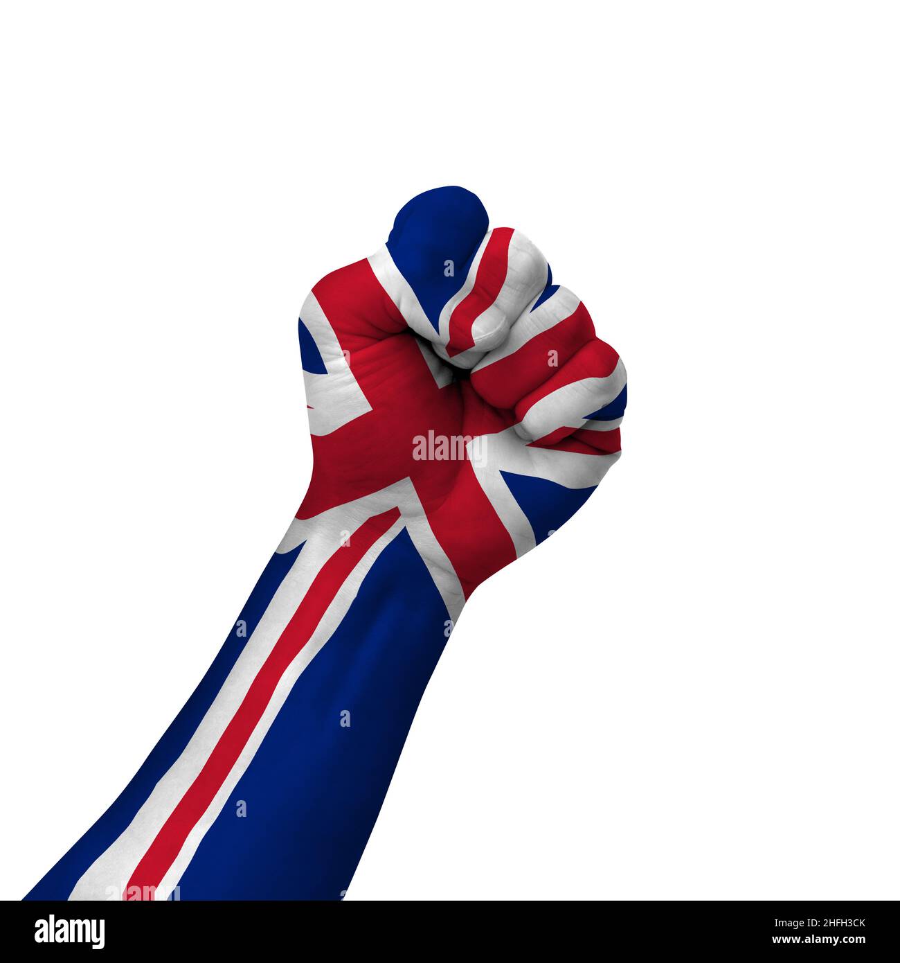 Hand making victory sign, united kingdom painted with flag as symbol of ...