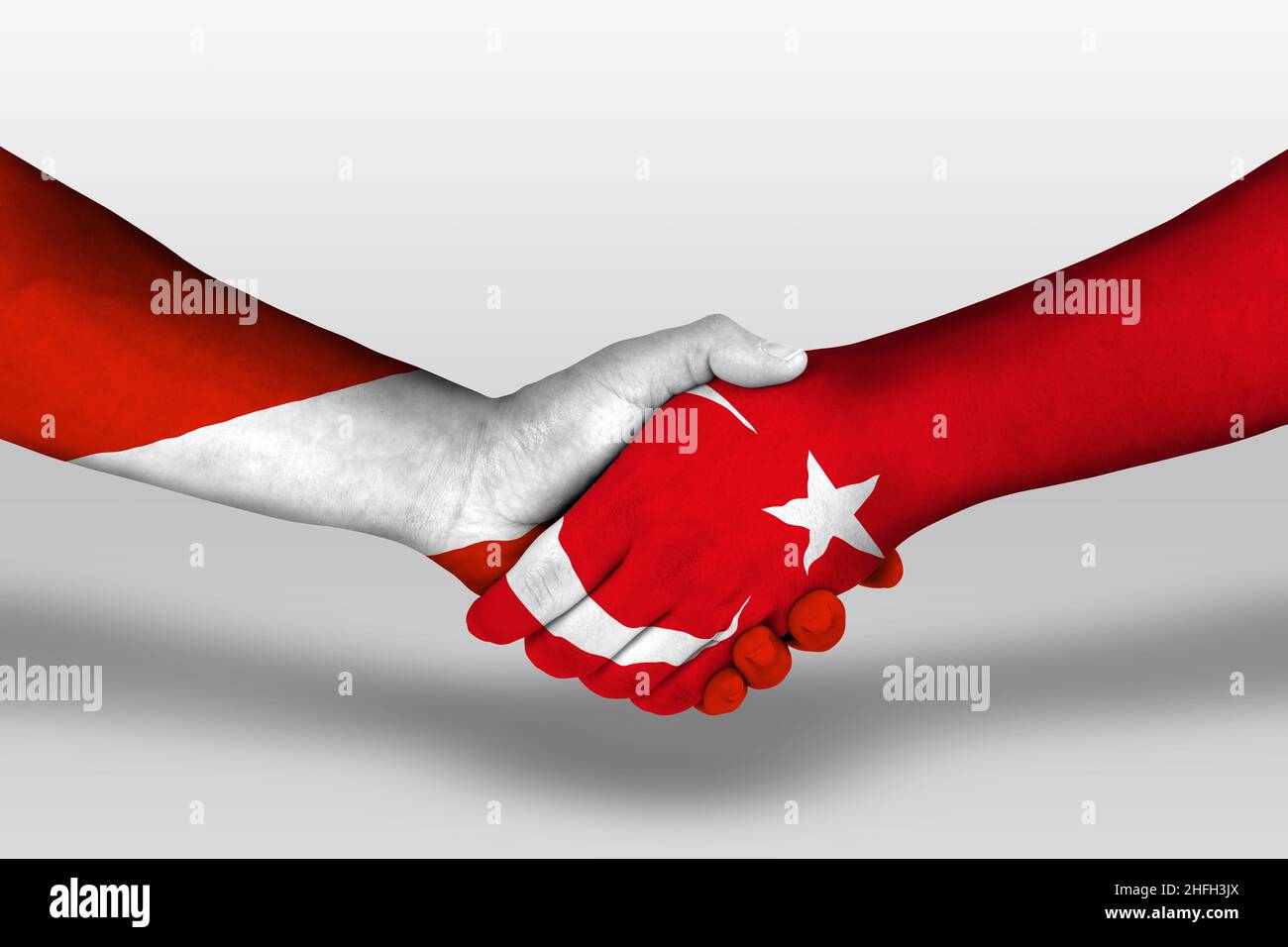 Handshake between turkey and austria flags painted on hands ...