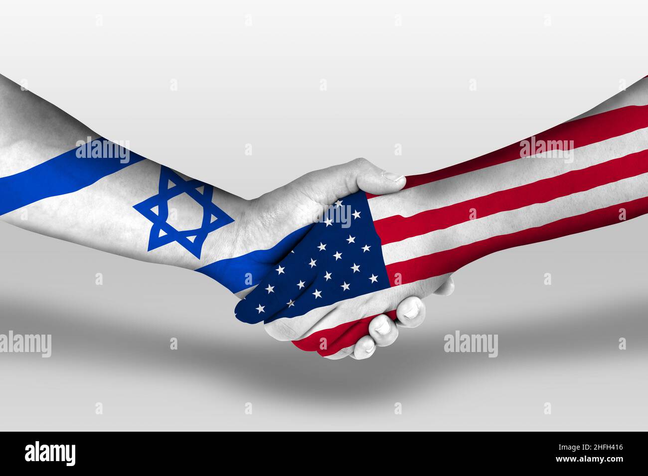 Handshake between united states of america and israel flags painted on ...