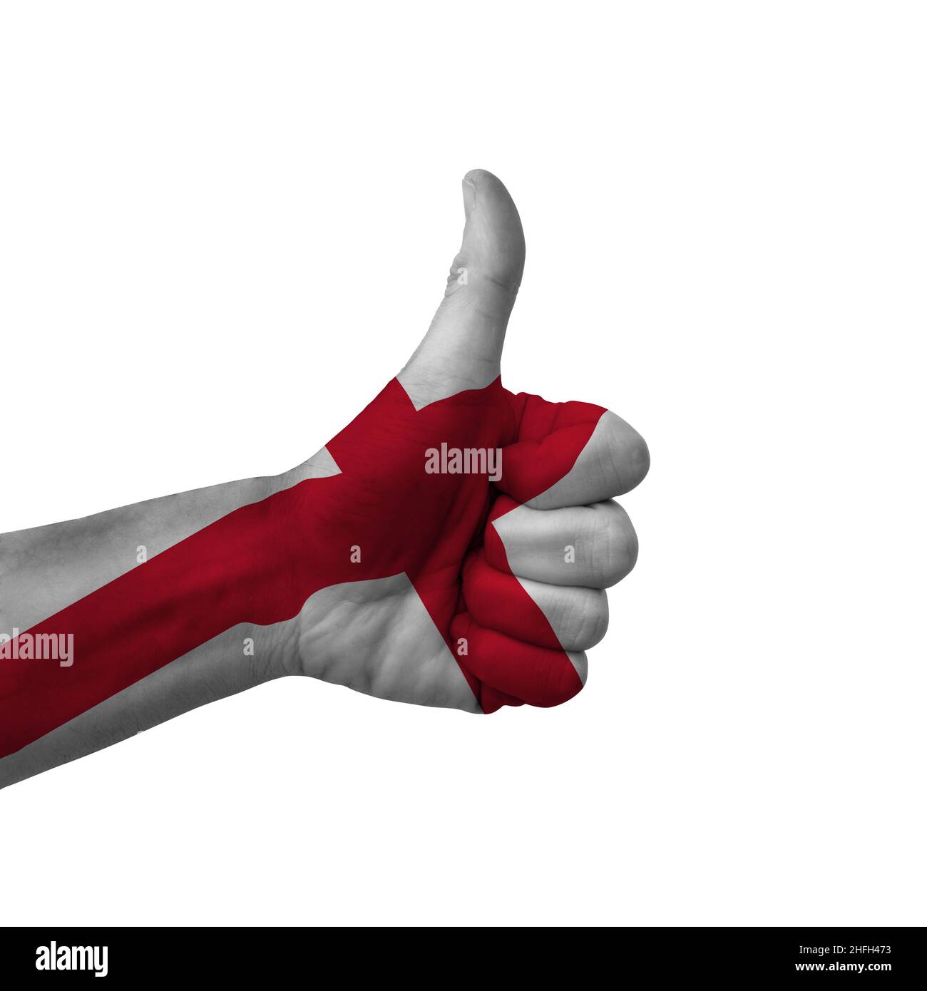 Hand making victory sign, england painted with flag as symbol of ...