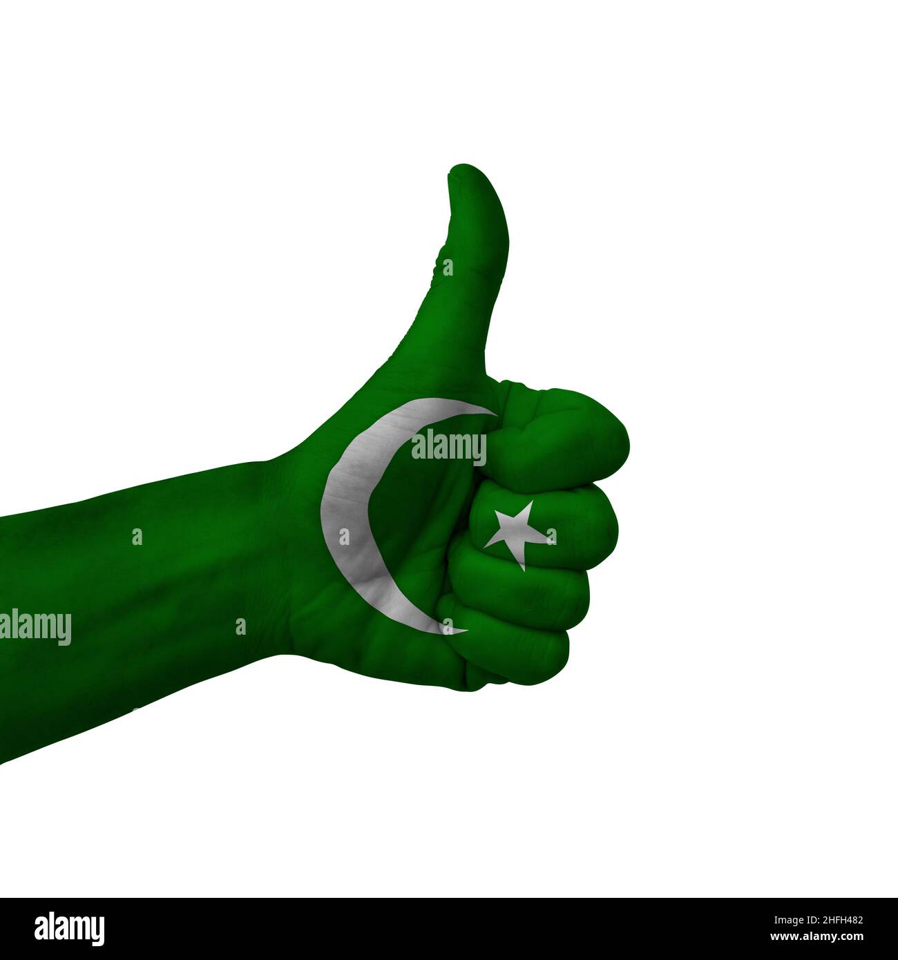 Hand making victory sign, pakistan painted with flag as symbol of ...