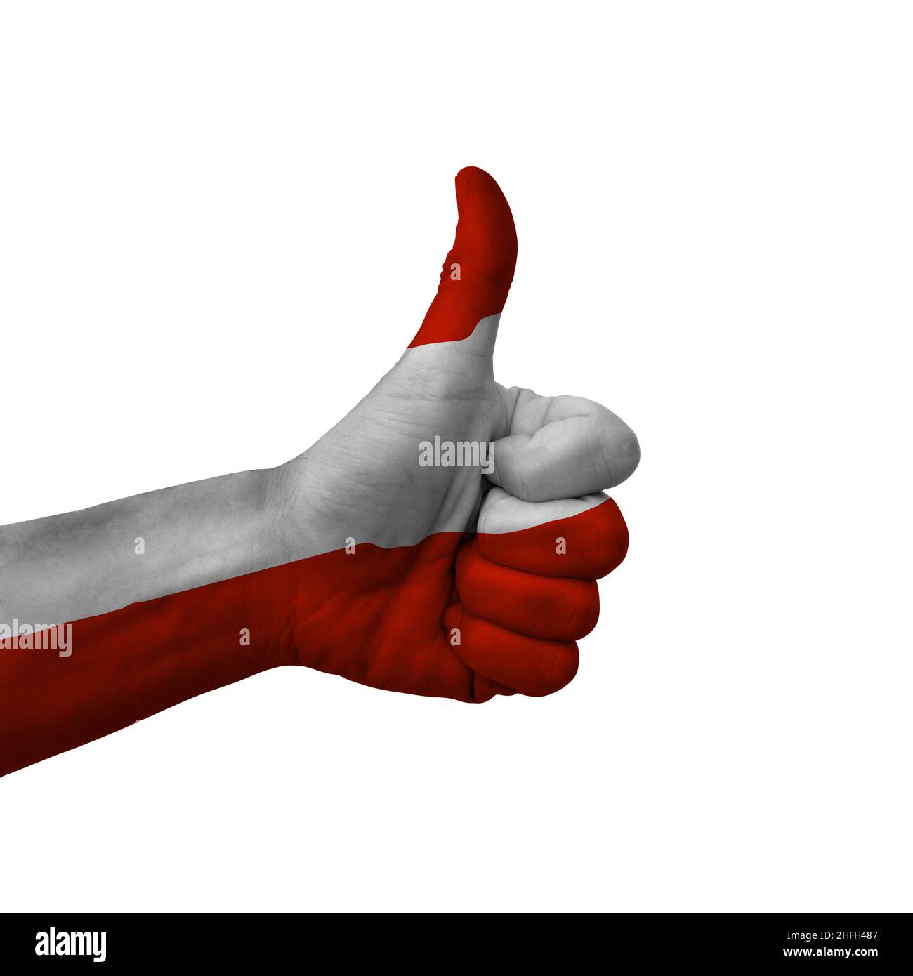 Hand making thumbs up sign, austria painted with flag as symbol of ...