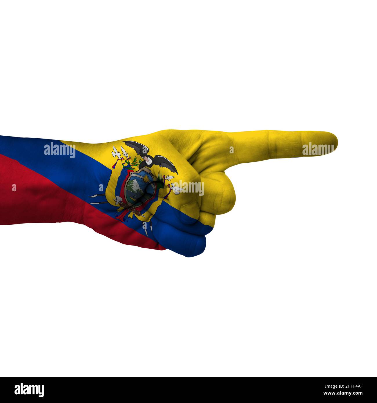 Hand making thumbs up sign, ecuador painted with flag as symbol of ...
