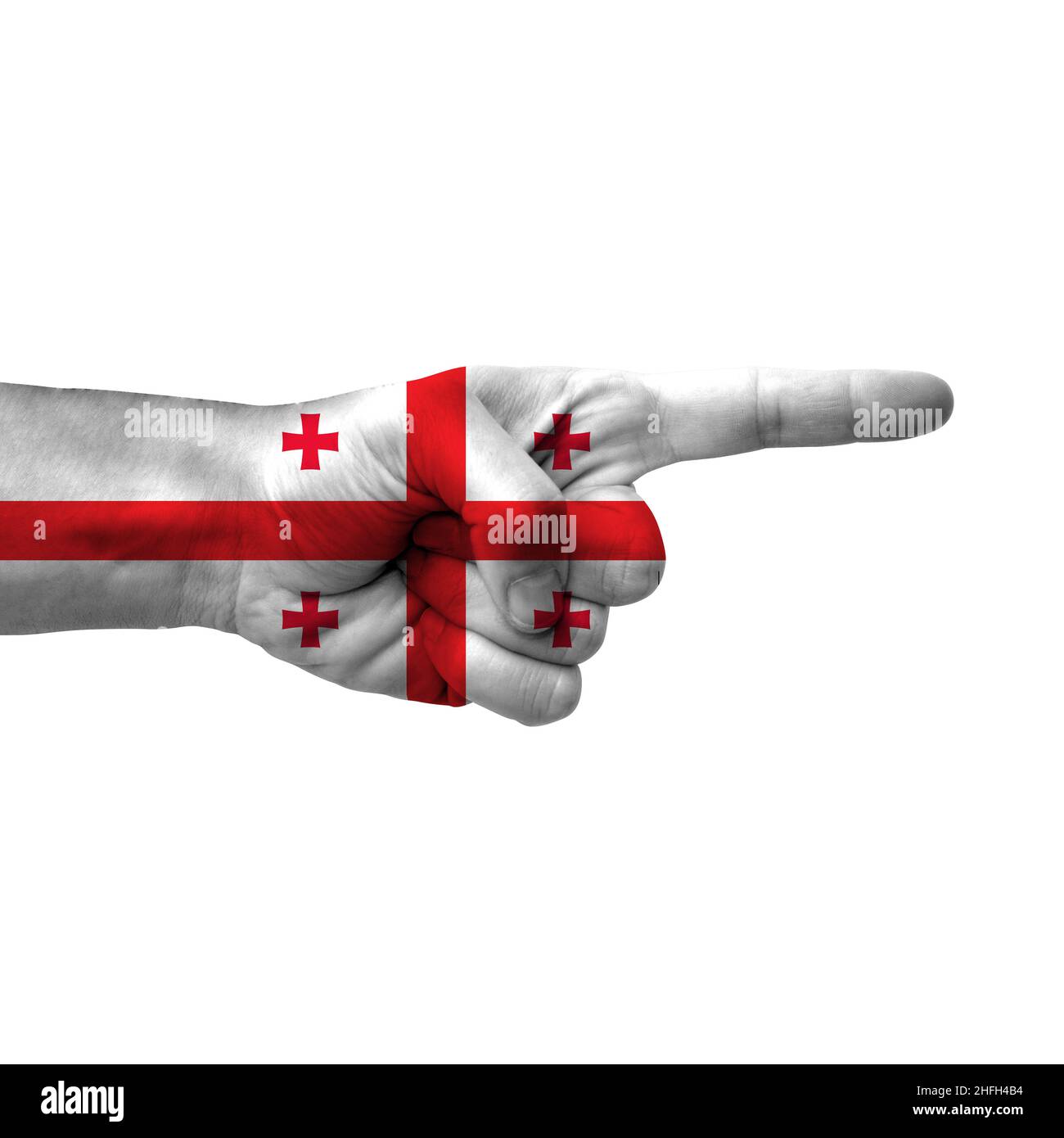 Hand making thumbs up sign, georgia painted with flag as symbol of ...