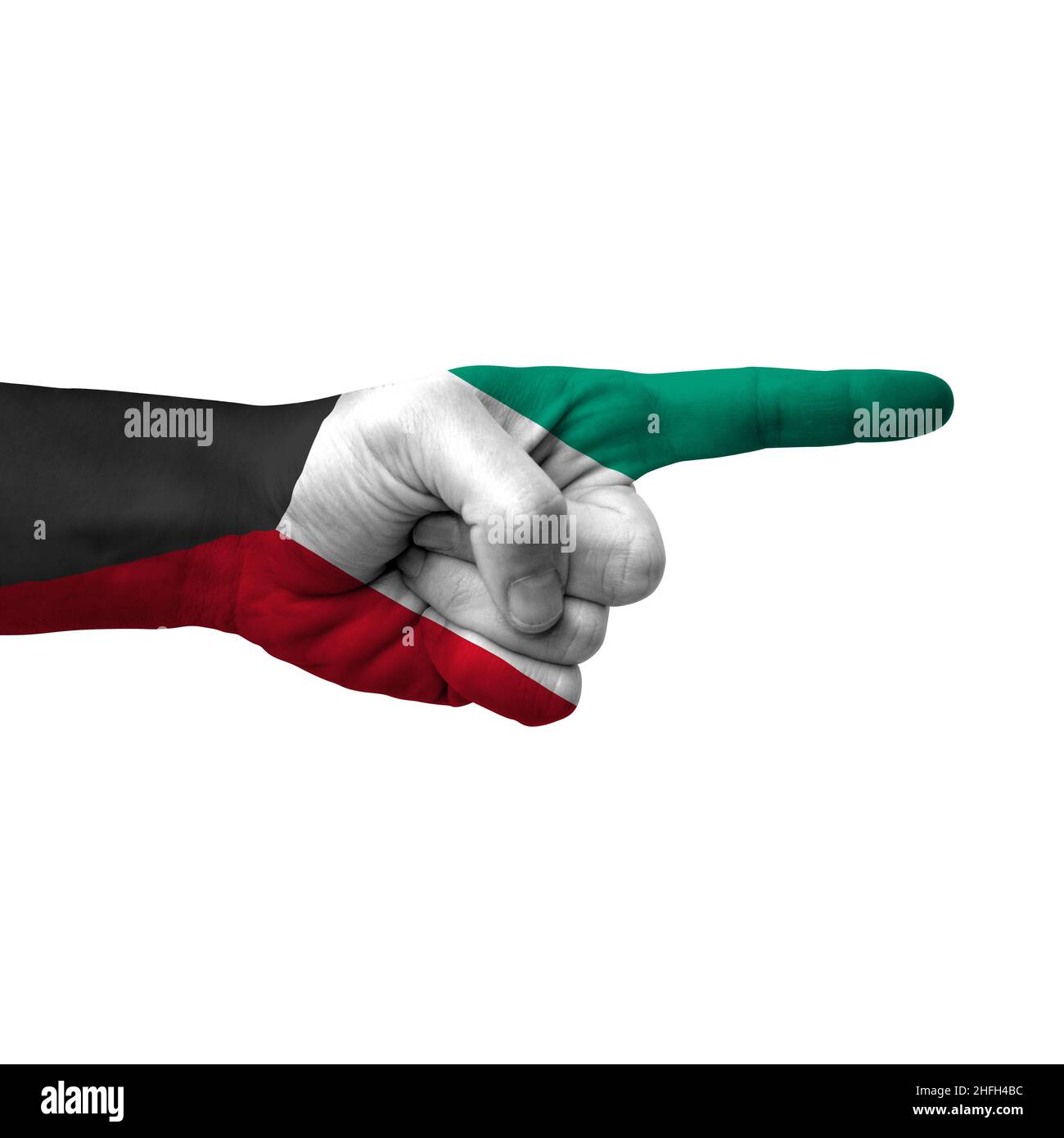 Hand making thumbs up sign, kuwait painted with flag as symbol of ...