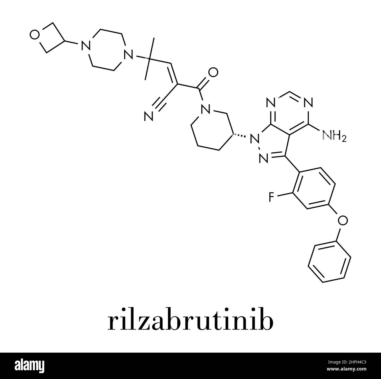 Rilzabrutinib drug molecule. Skeletal formula Stock Vector Image & Art ...