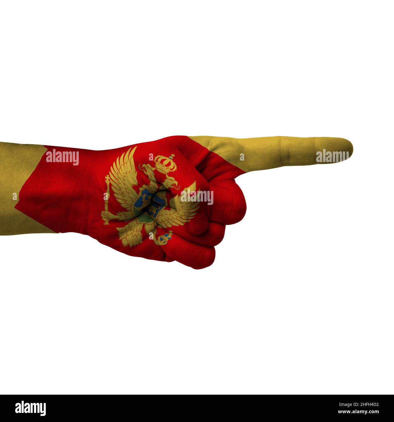 Hand making thumbs up sign, montenegro painted with flag as symbol of ...