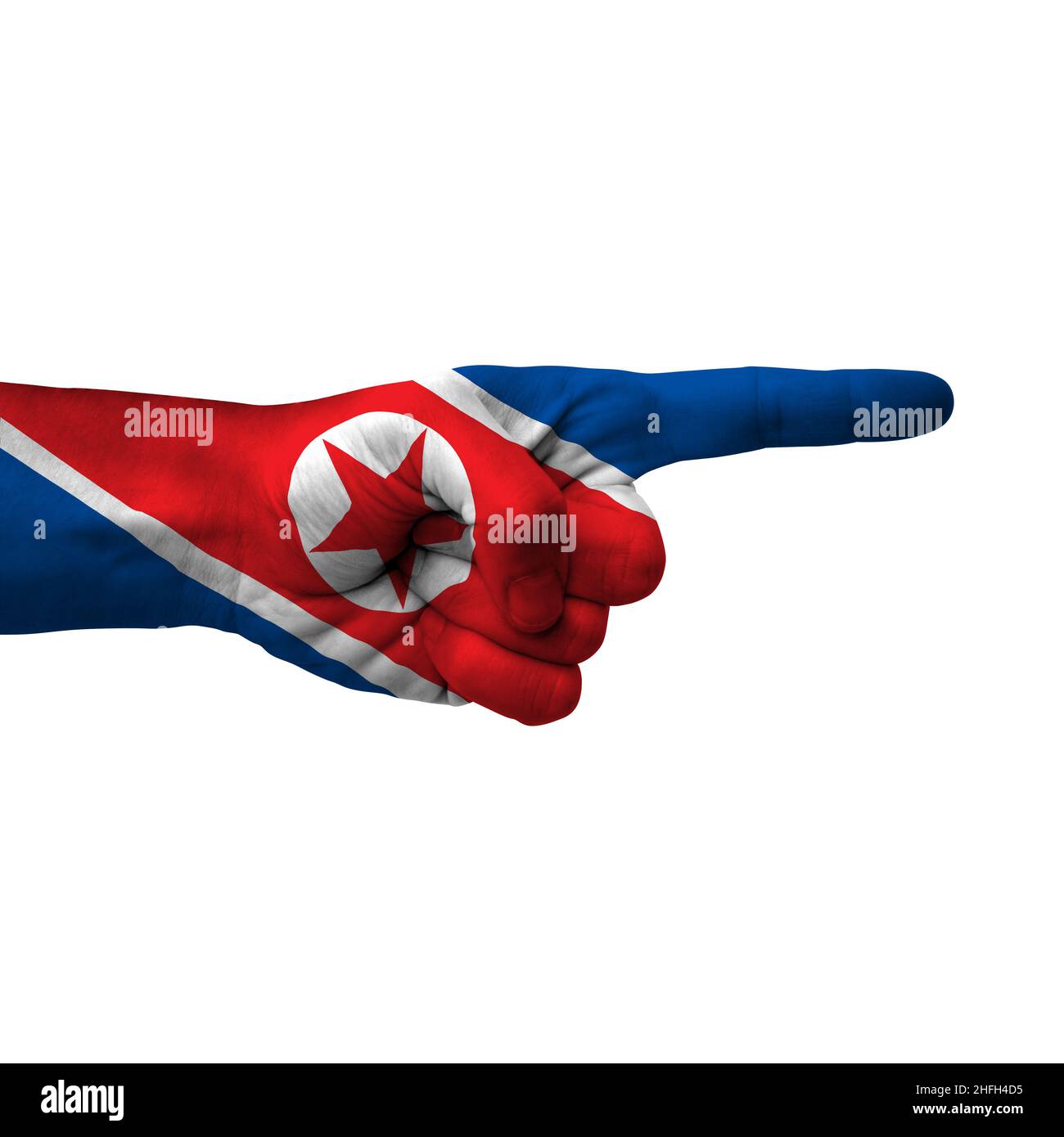 Hand making thumbs up sign, north korea painted with flag as symbol of ...