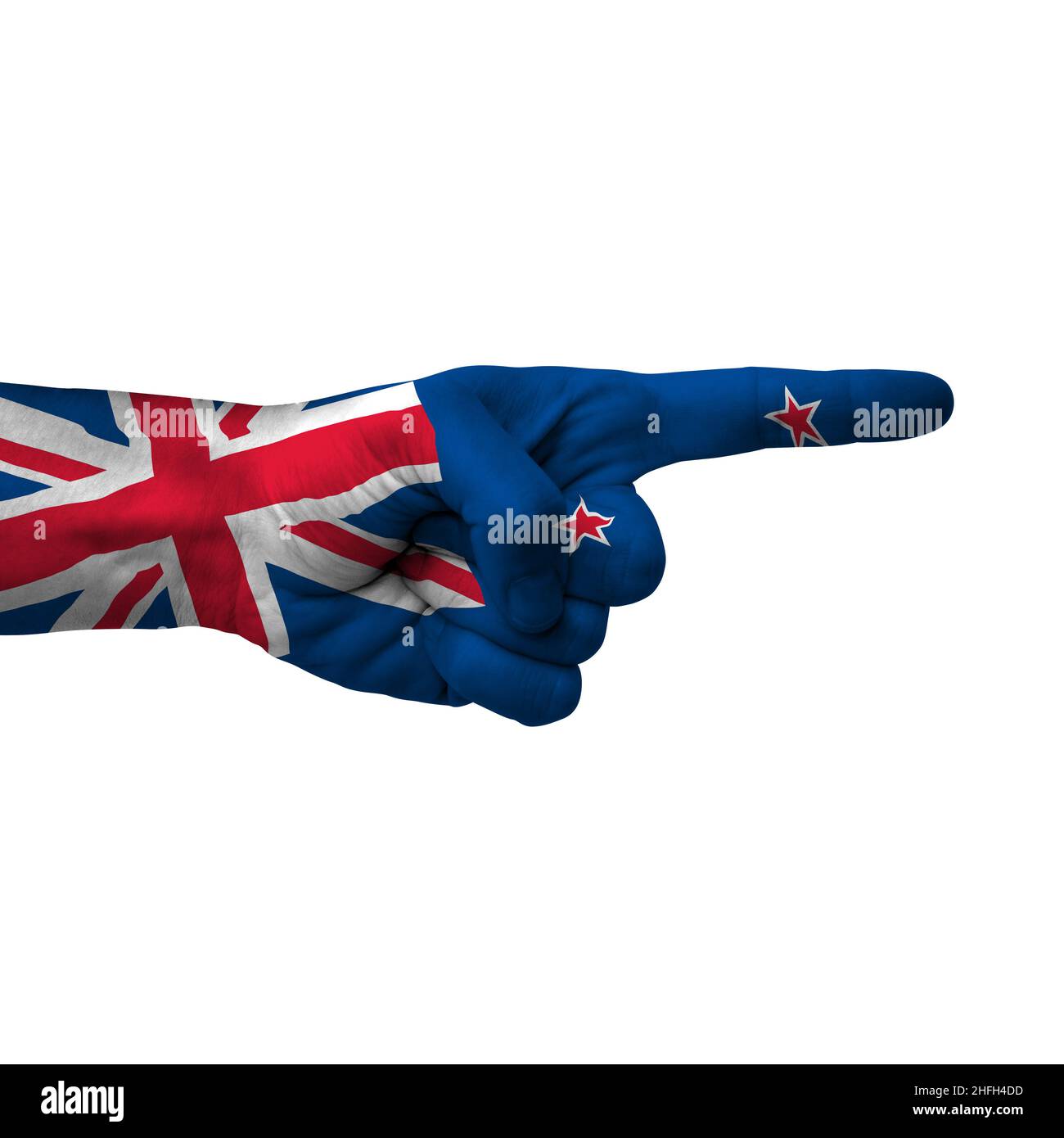Hand making thumbs up sign, new zealand painted with flag as symbol of ...