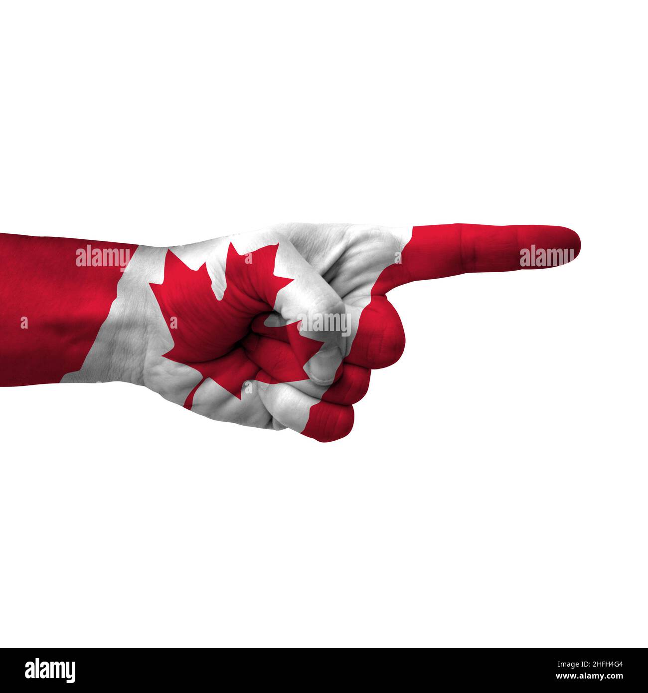 Hand pointing right side, canada painted with flag as symbol of right ...