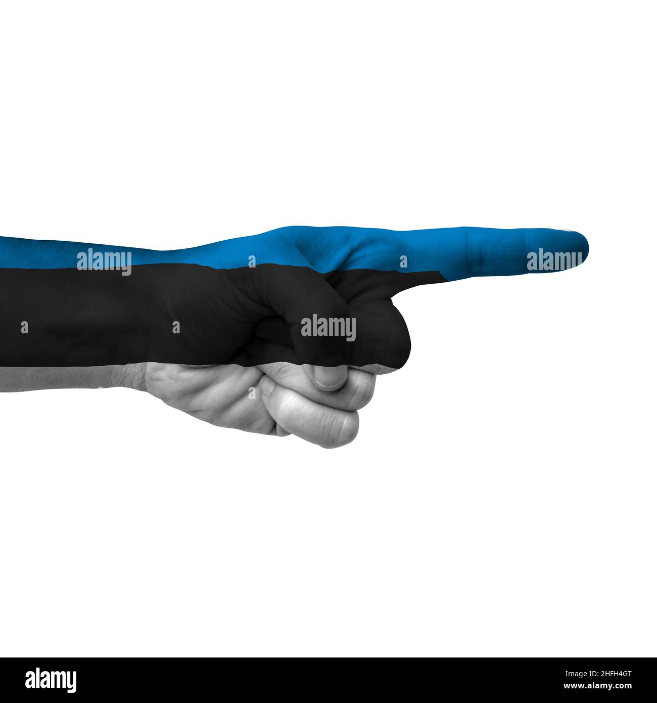 Hand pointing right side, estonia painted with flag as symbol of right ...