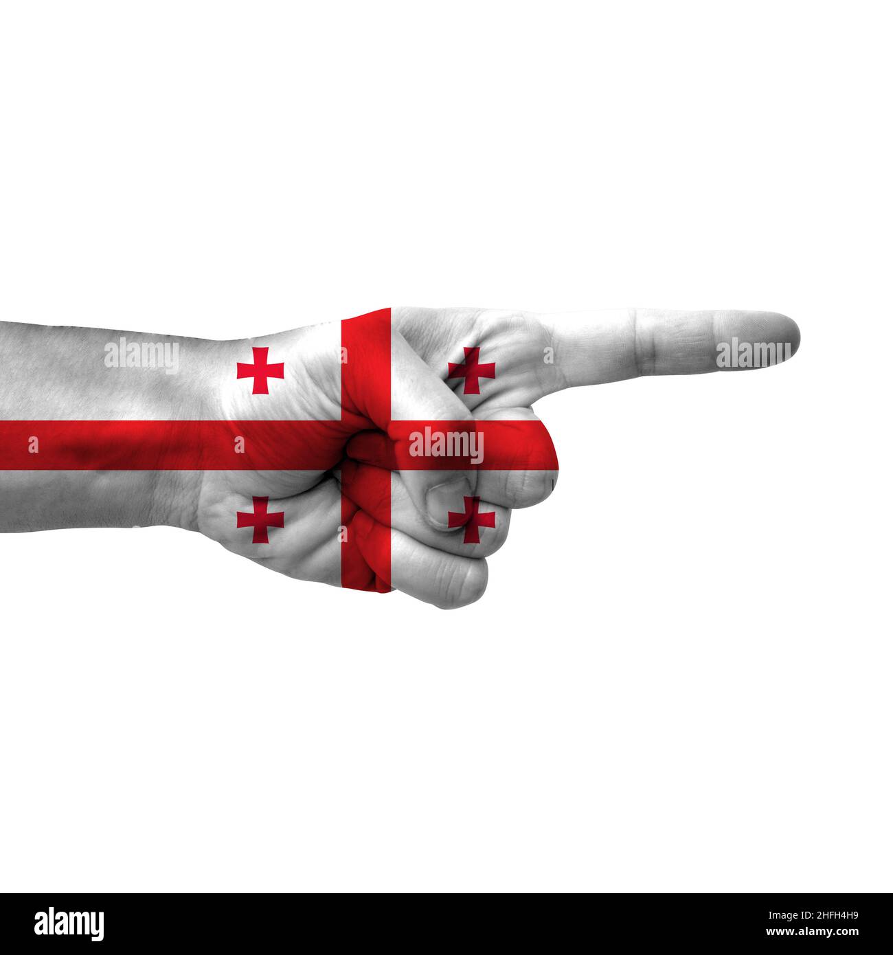 Hand pointing right side, georgia painted with flag as symbol of right ...