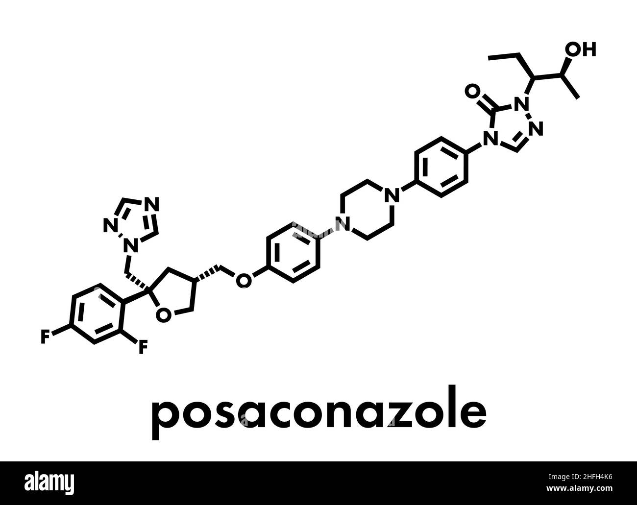 Posaconazole antifungal drug molecule. Skeletal formula Stock Vector ...
