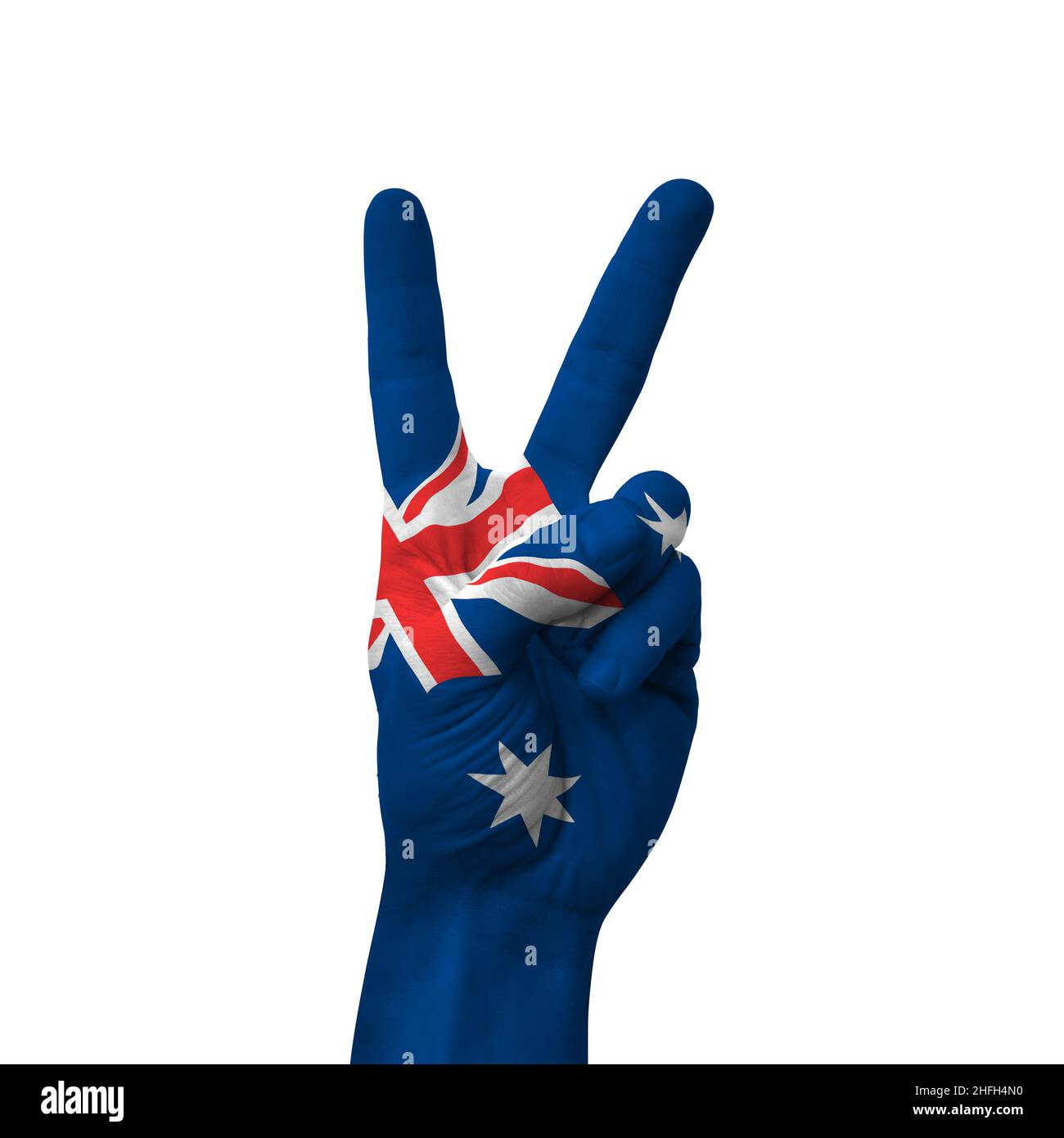 Hand pointing right side, australia painted with flag as symbol of ...