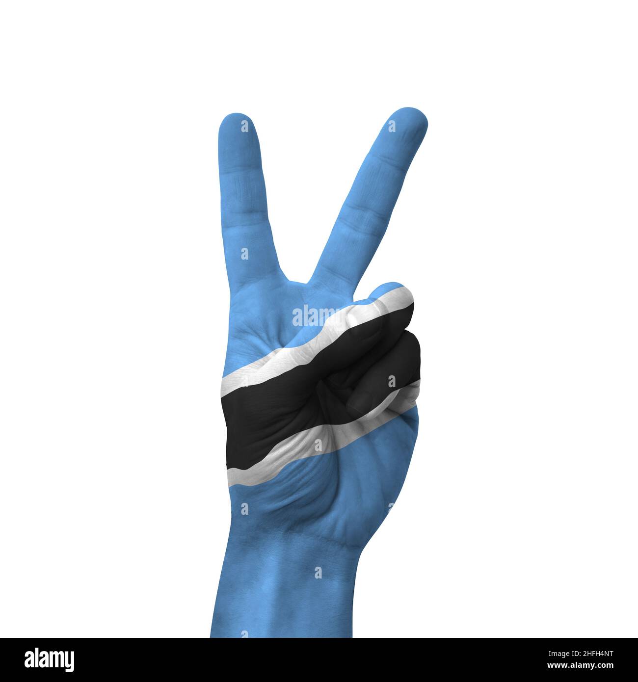 Hand pointing right side, botswana painted with flag as symbol of right ...