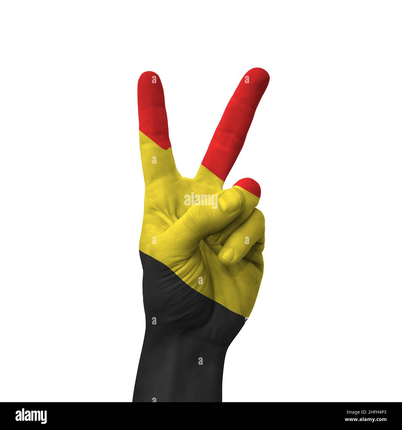 Hand pointing right side, belgium painted with flag as symbol of right ...