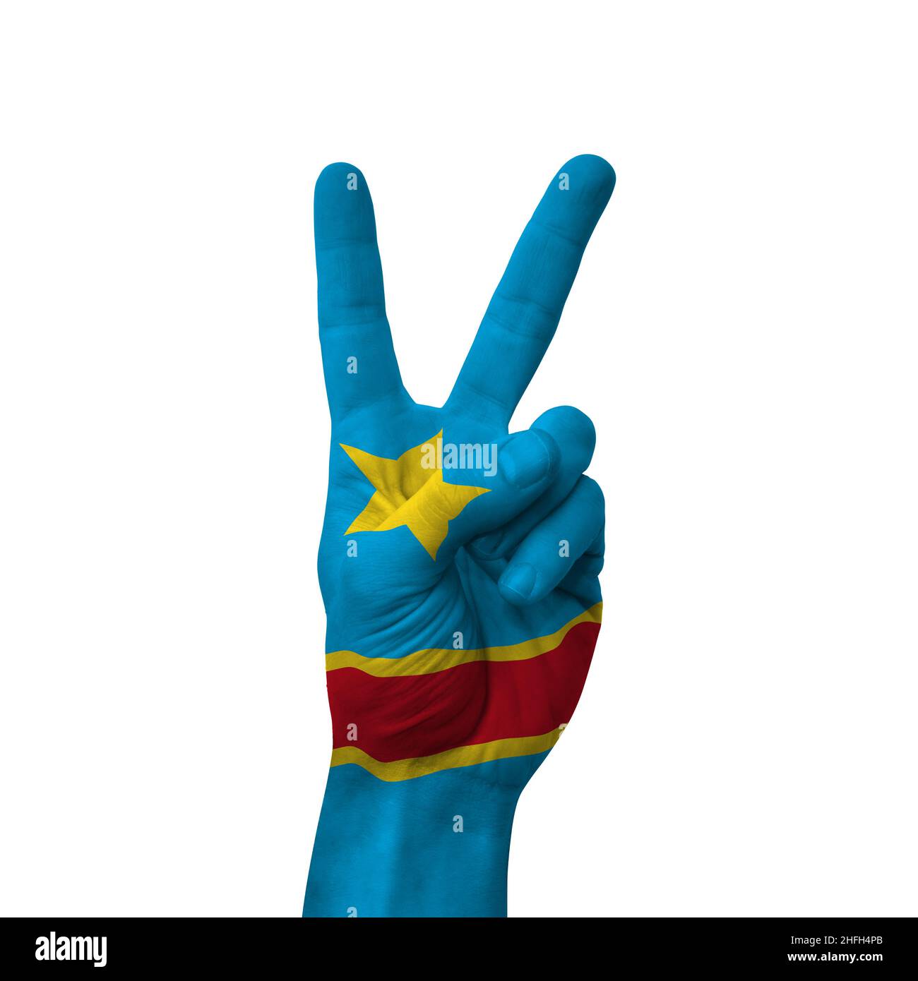 Hand pointing right side, democratic republic of congo painted with ...