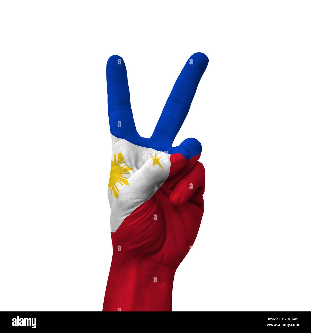 Hand pointing right side, philippines painted with flag as symbol of ...