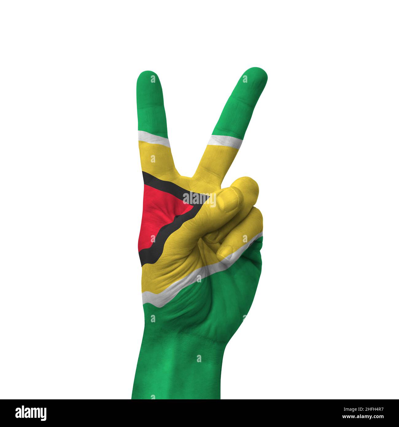 Hand pointing right side, guyana painted with flag as symbol of right ...