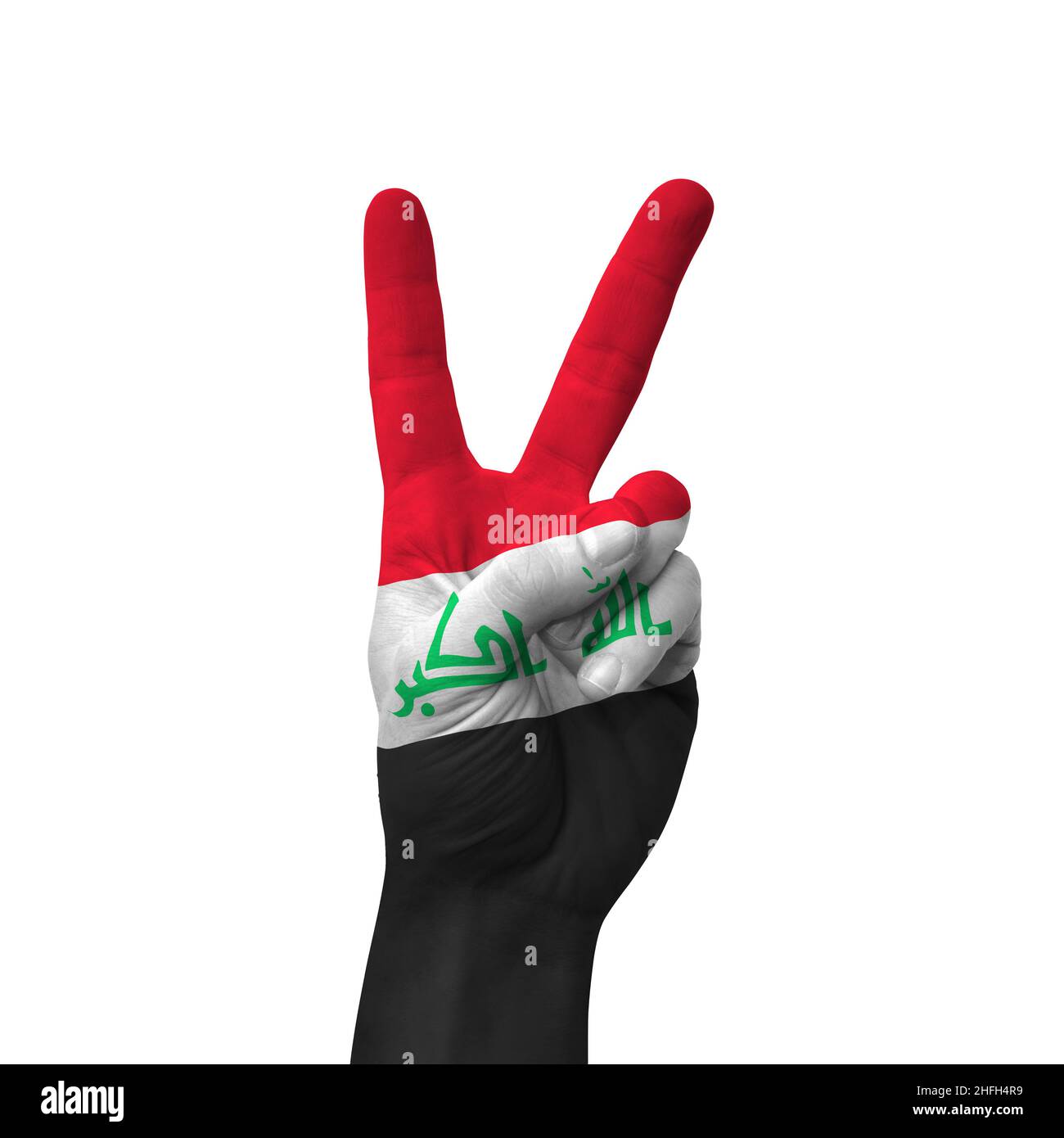 Hand pointing right side, iraq painted with flag as symbol of right ...