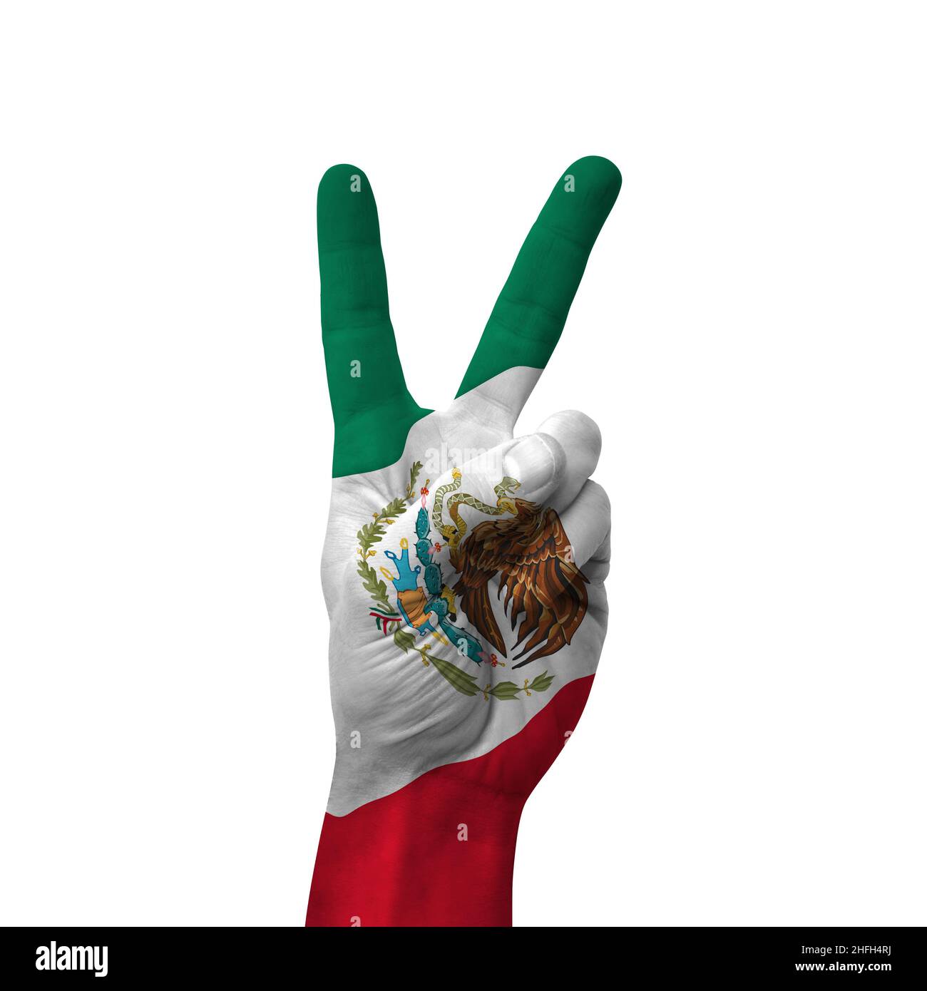 Hand pointing right side, mexico painted with flag as symbol of right ...