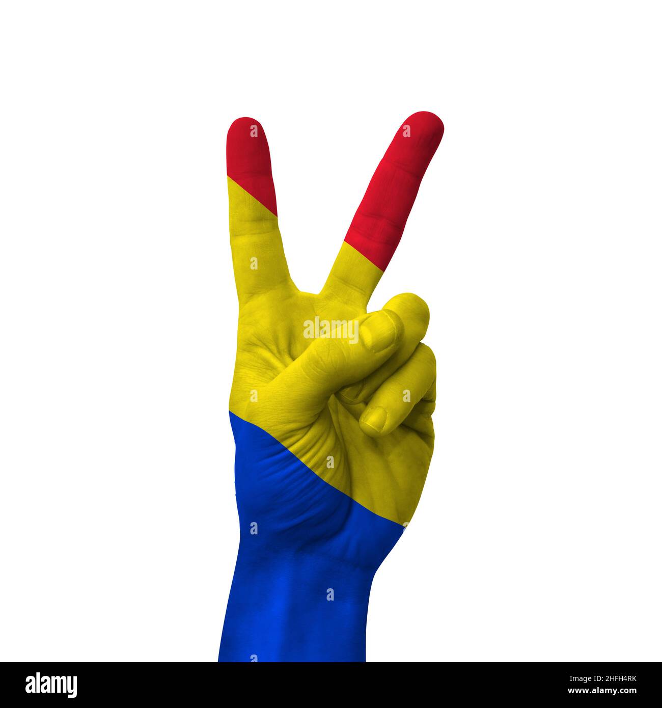 Hand pointing right side, romania painted with flag as symbol of right ...