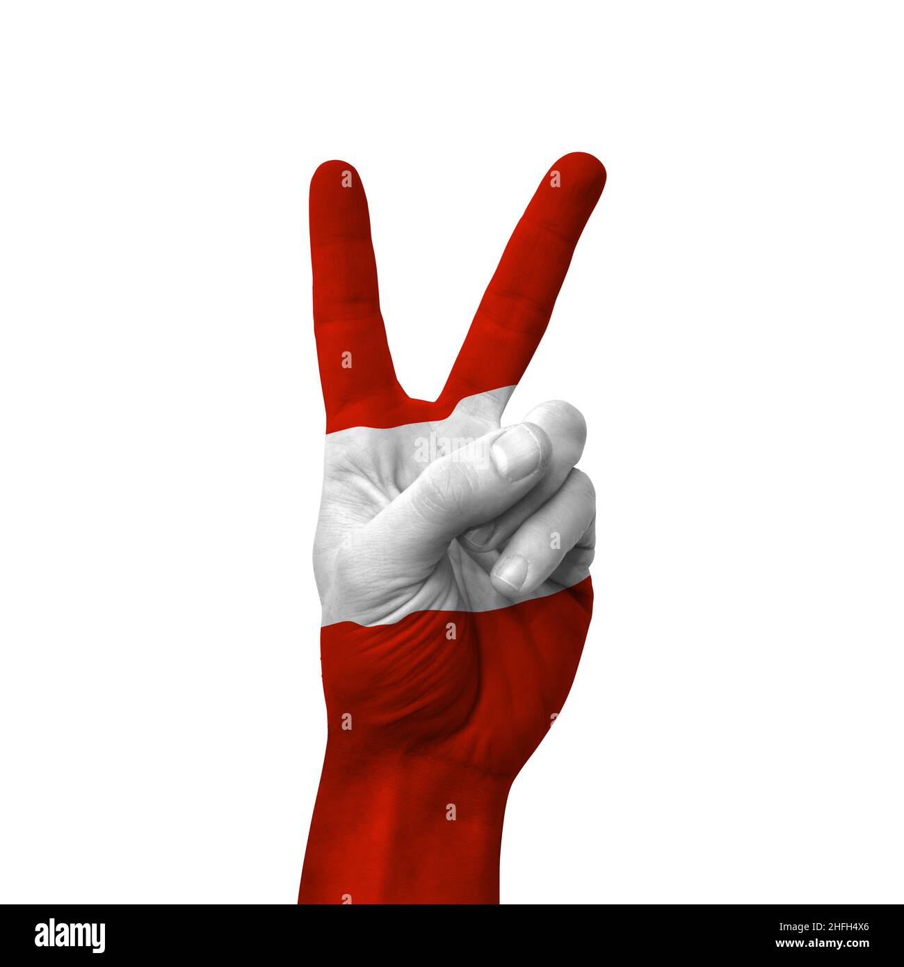 Hand making victory sign, Austria painted with flag as symbol of ...