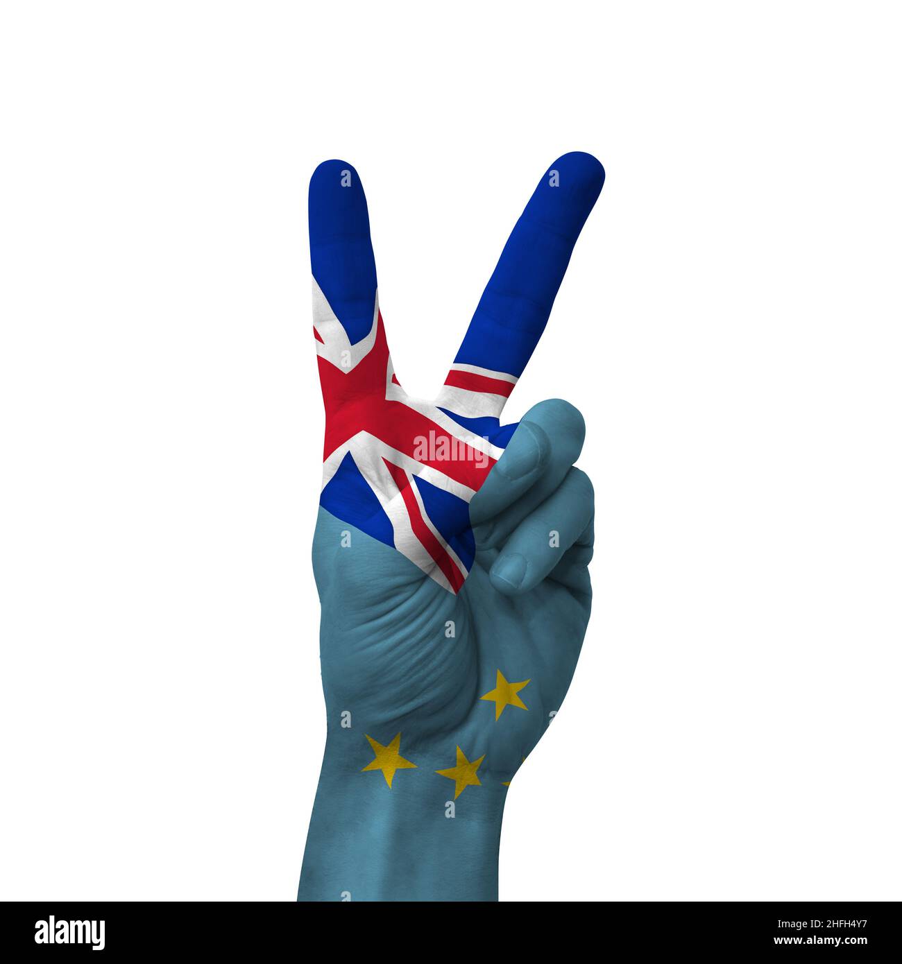 Hand pointing right side, tuvalu painted with flag as symbol of right ...