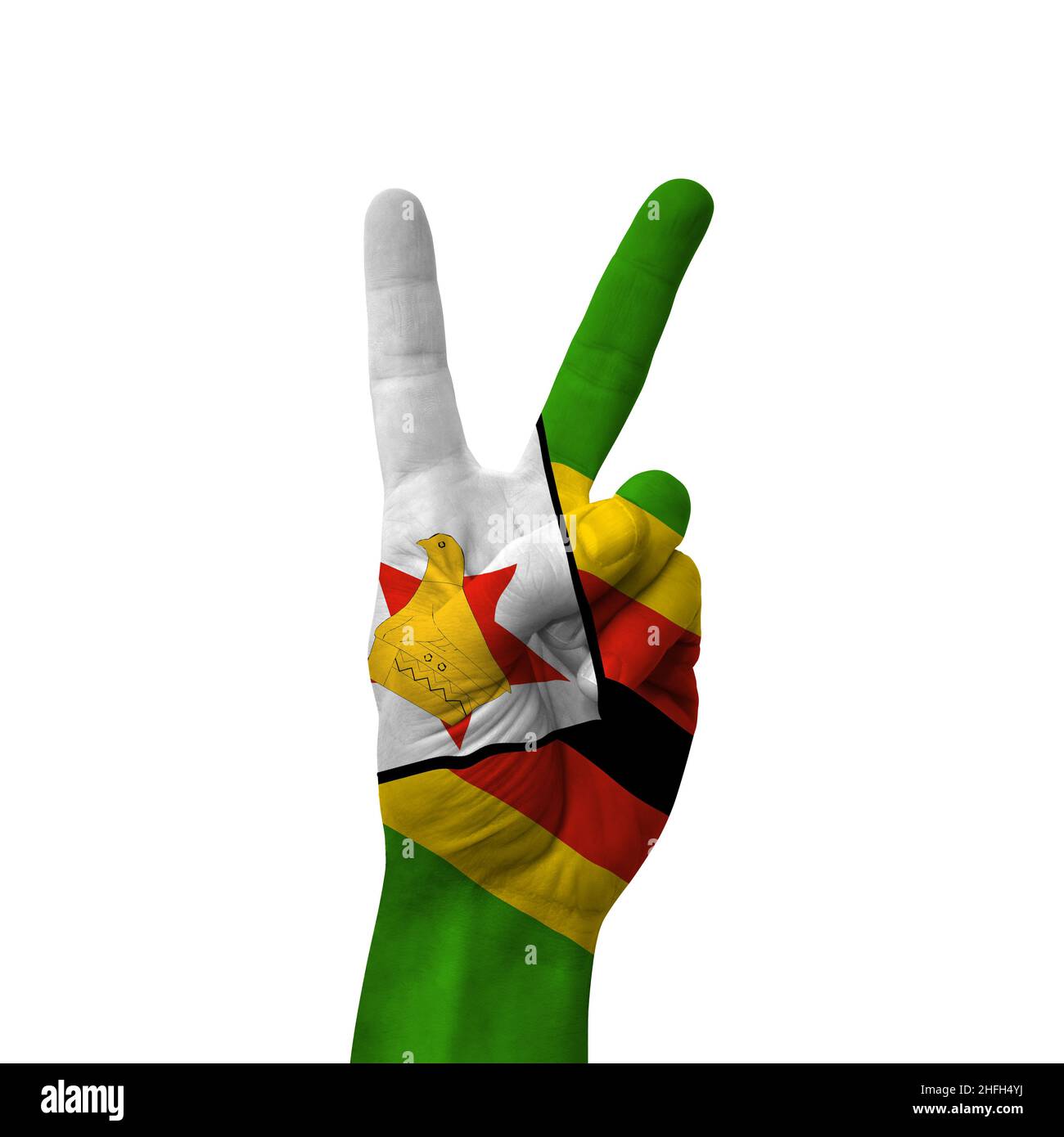 Hand pointing right side, zimbabwe painted with flag as symbol of right ...